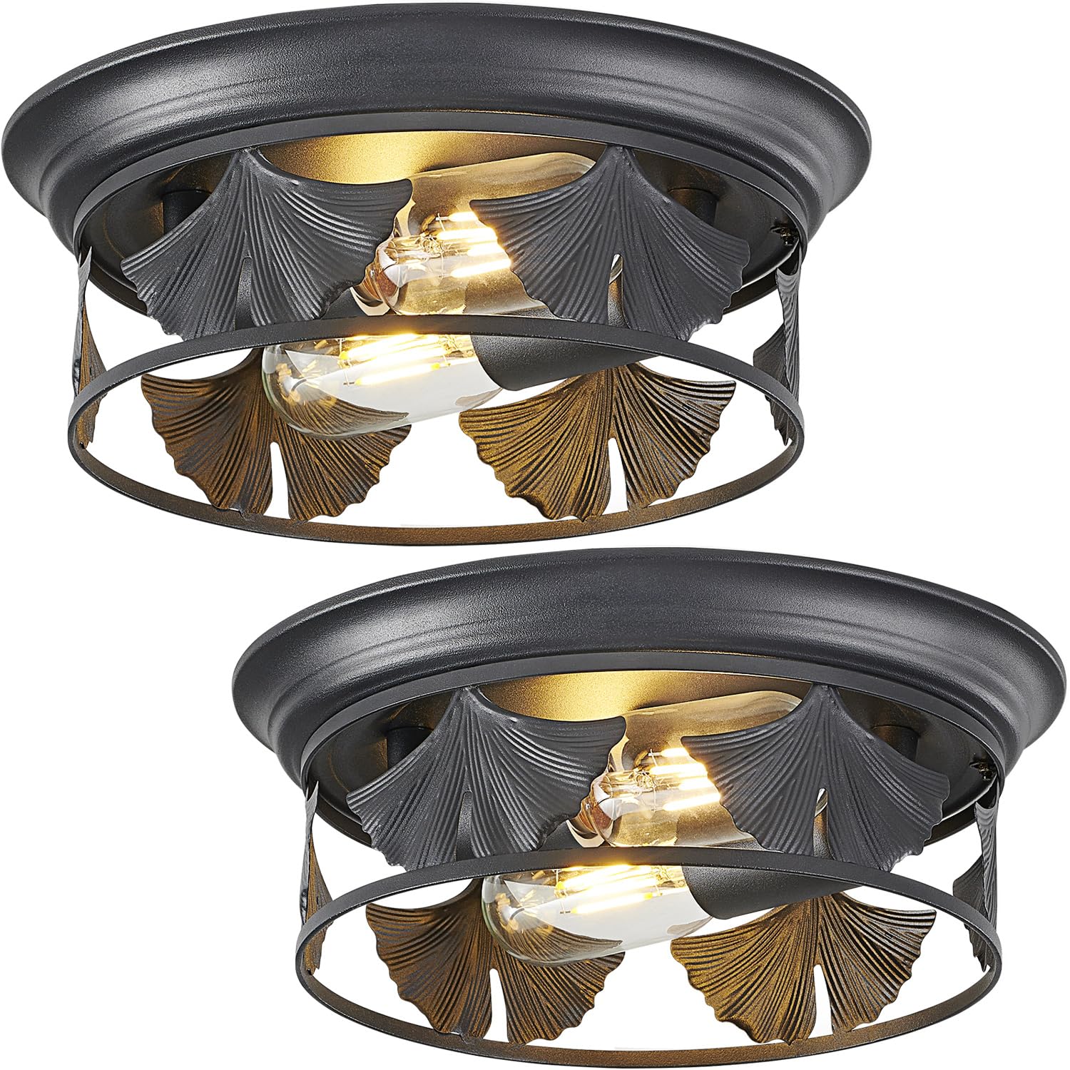 Snapklik.com : Farmhouse Ceiling Light Fixture 2 Pack2-Light Black ...