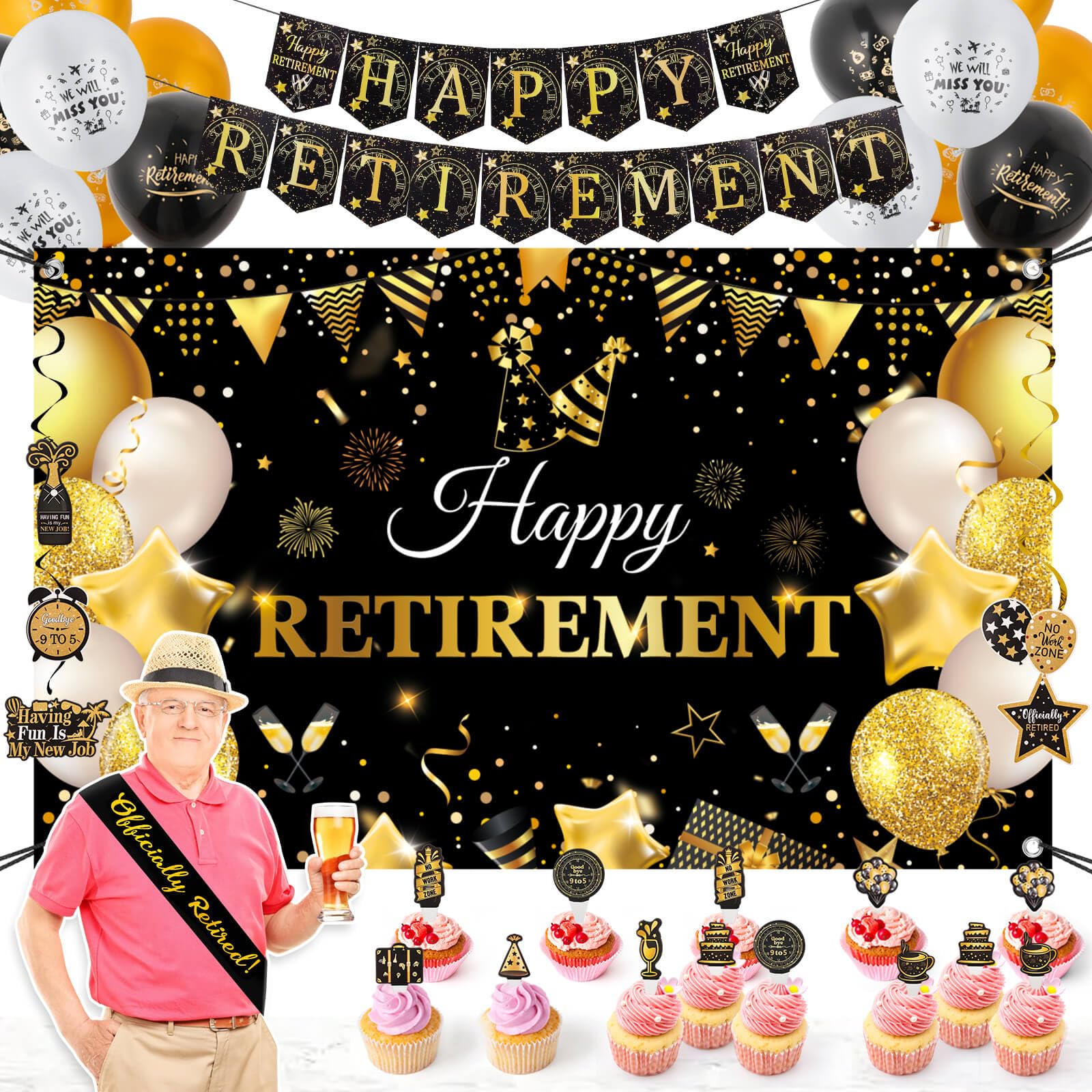 Snapklik.com : 57 PCS Retirement Party Decorations Kit