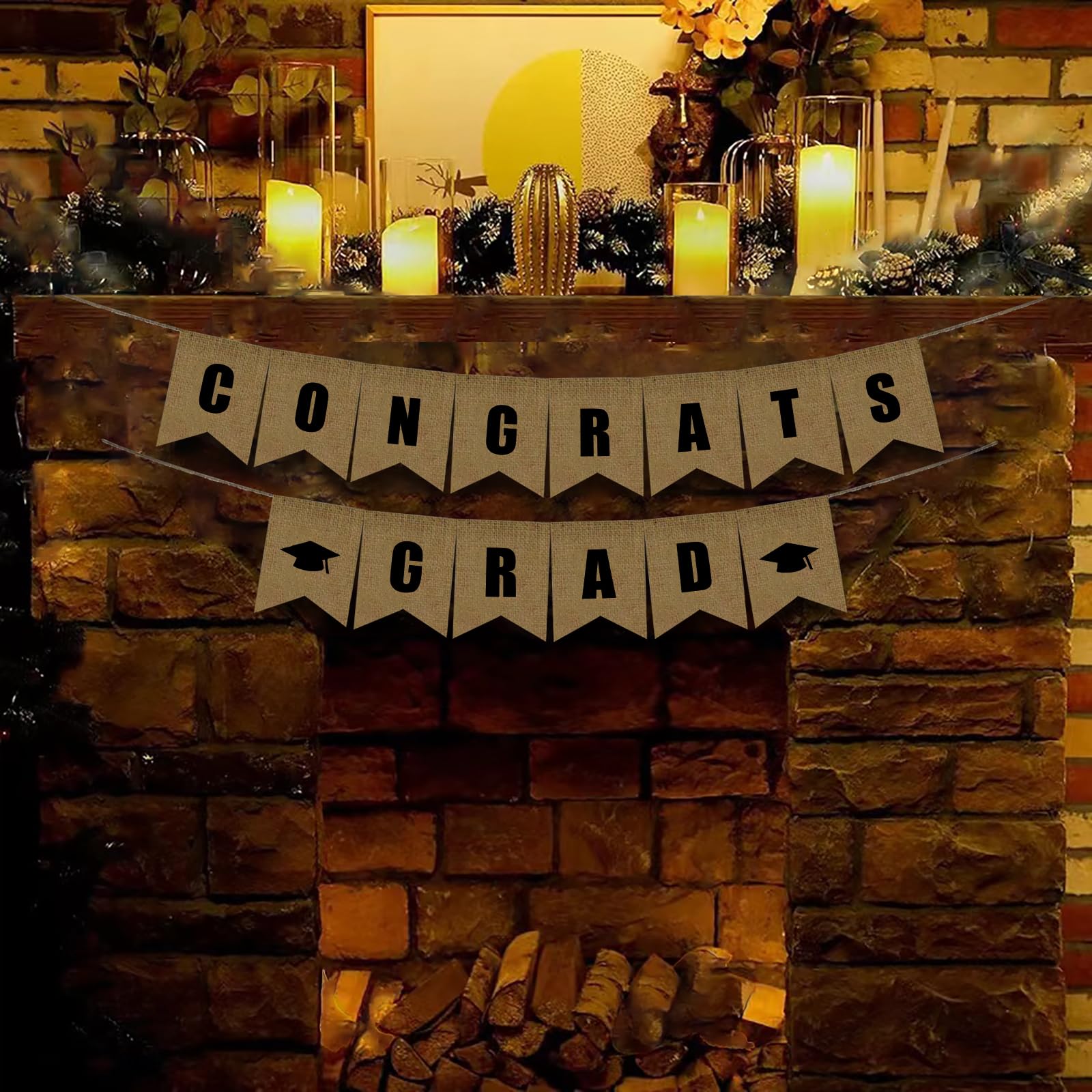 Snapklik.com : Burlap Congrats Grad Banner, Vintage Rustic ...