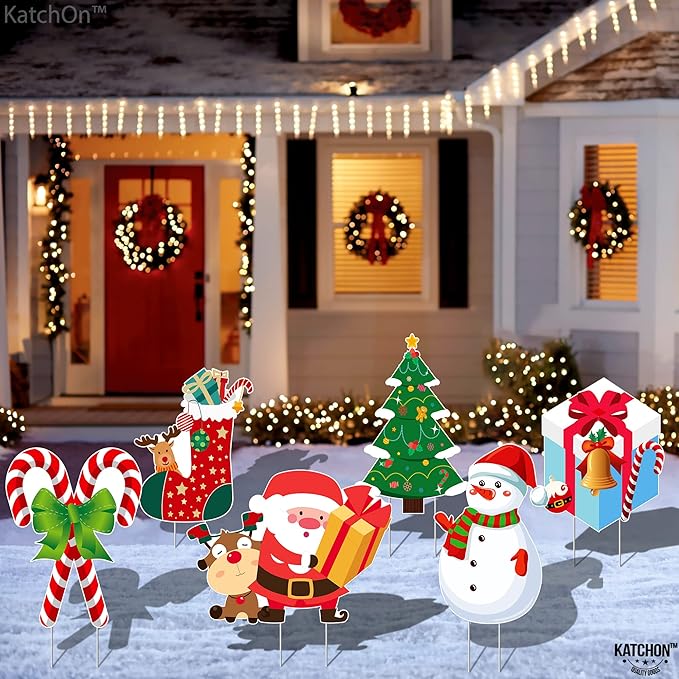 Amazon.com : KatchOn, Merry Christmas Yard Signs with Stakes - 6 Pack ...