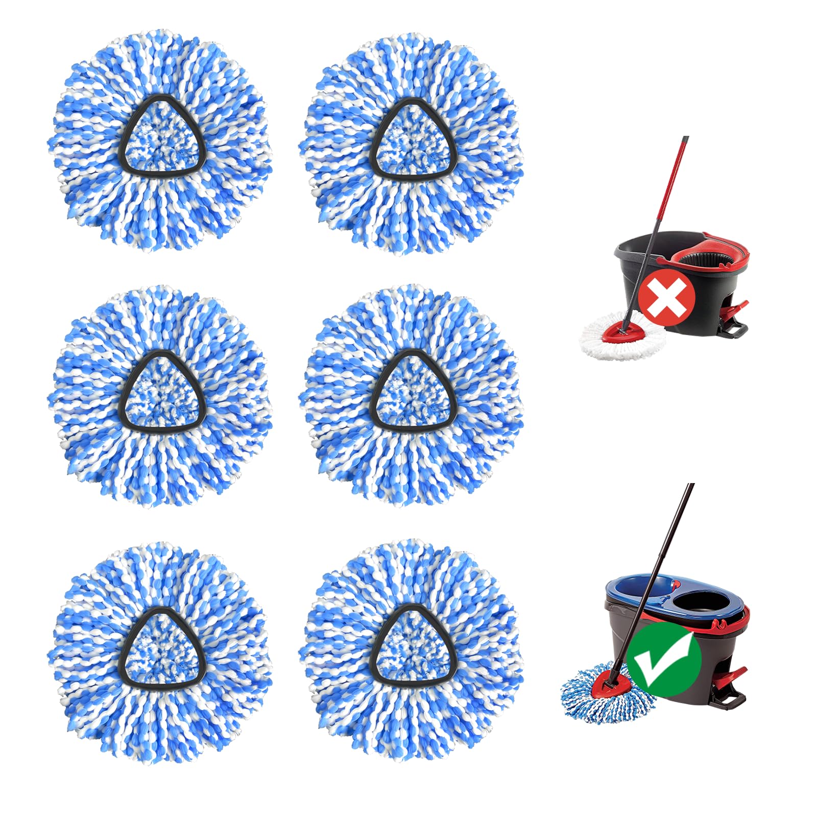 Spin Mop Head Refill for Vileda RinseClean 2-Tanks System, 6Pcs ...