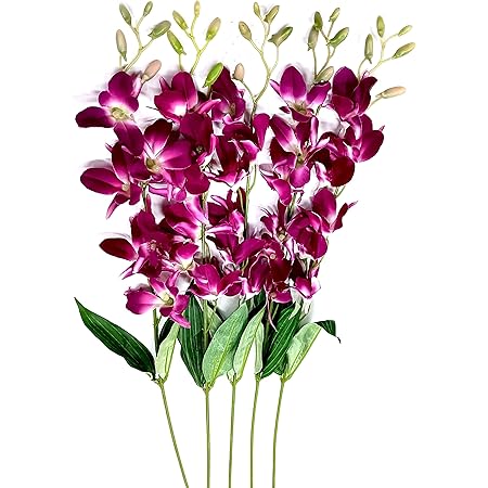 Buy Artificial Flowers Purple Orchid Flower | Fuzia Orchid Sticks for ...