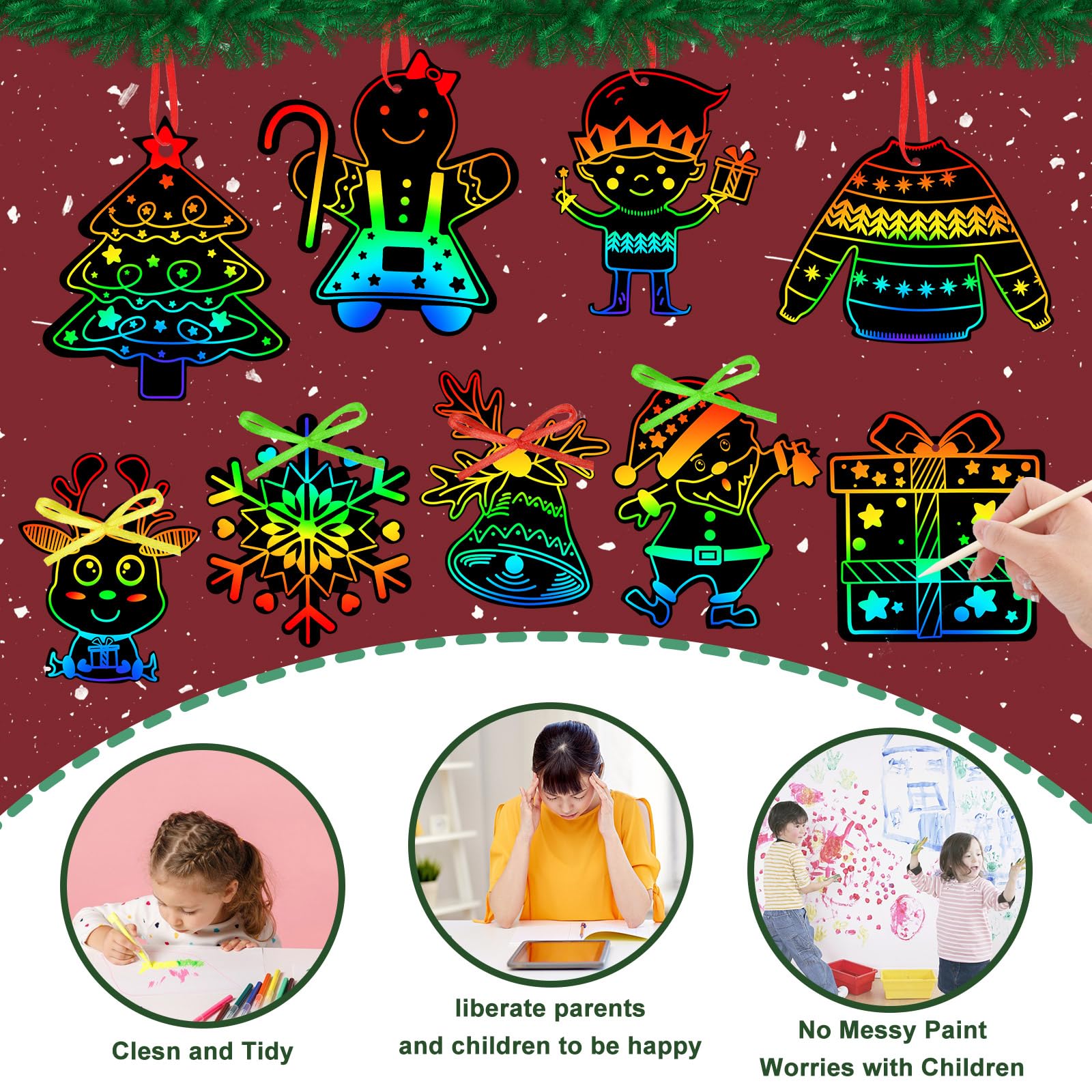 Snapklik.com : Christmas Scratch Art, 36 PCS Christmas Crafts Kits For ...