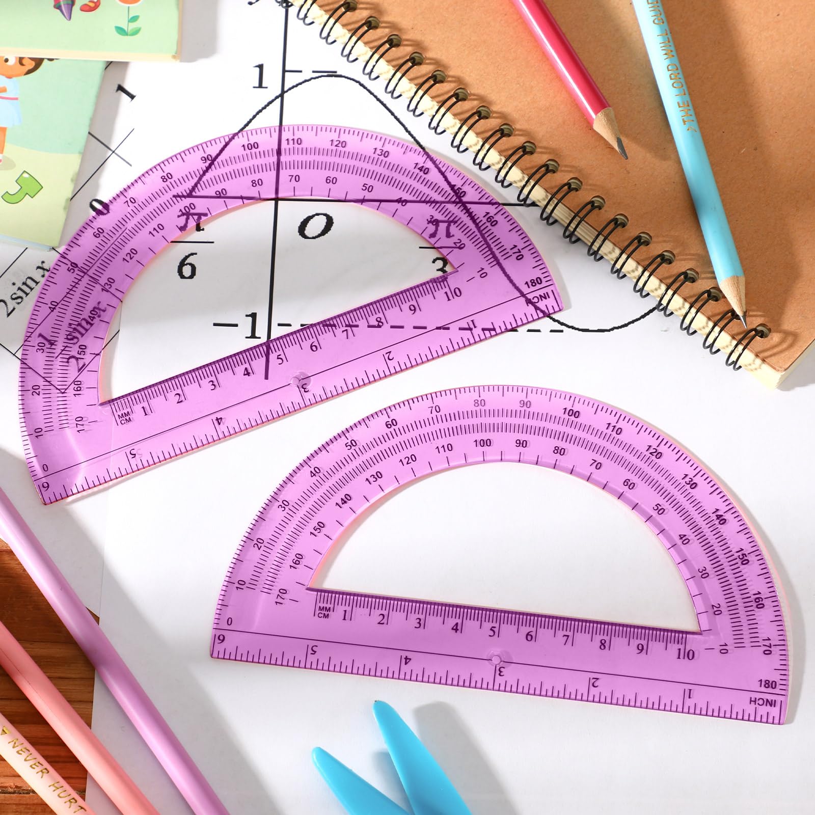 Snapklik.com : EBOOT Plastic Protractor Math Protractors 180 Degrees, 6 ...