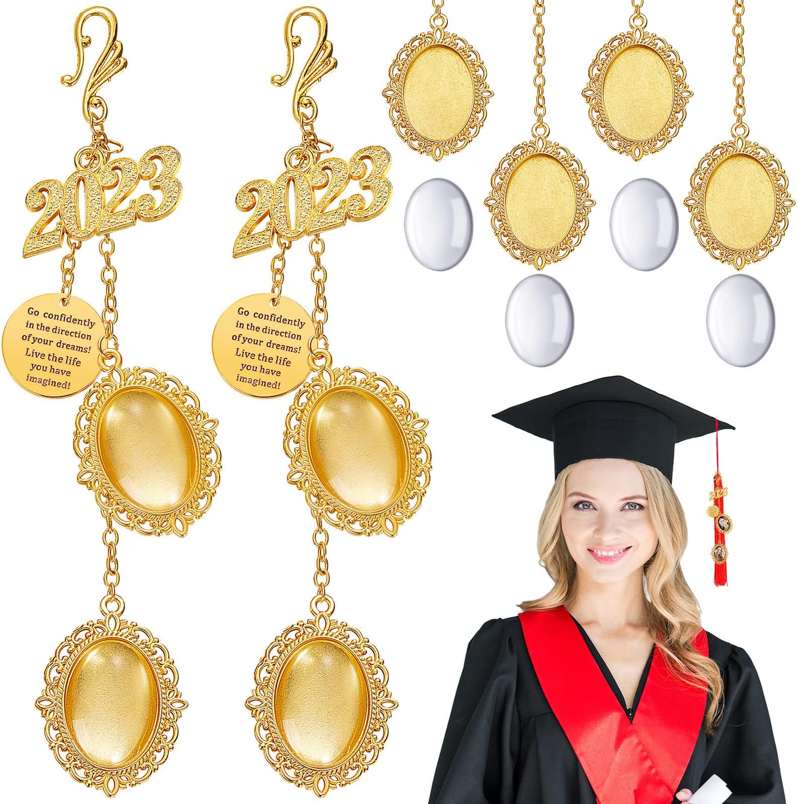 Amazon.com: 4 Pieces Graduation Cap Tassel Memorial Photo Charm ...