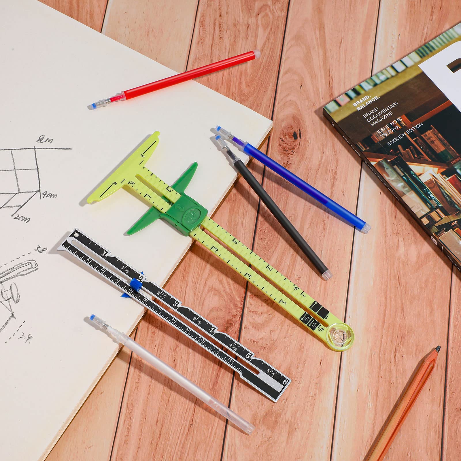 Snapklik.com : 2 Pieces T-Shaped Sliding Gauge Measuring Sewing Tool 5 ...