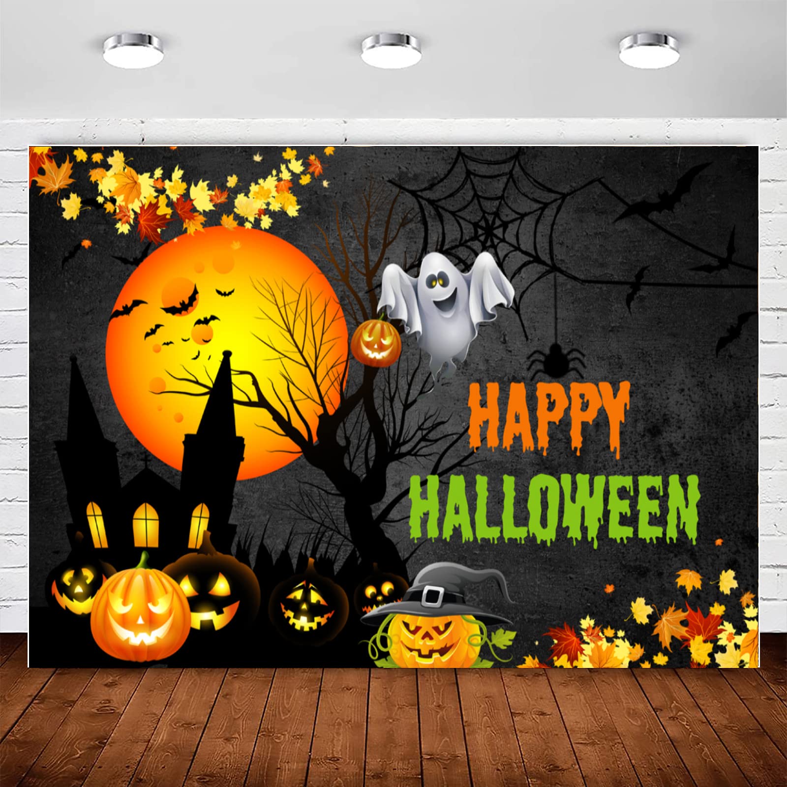 Amazon.com : Happy Halloween Backdrop Pumpkin Lantern Ghost Photography ...
