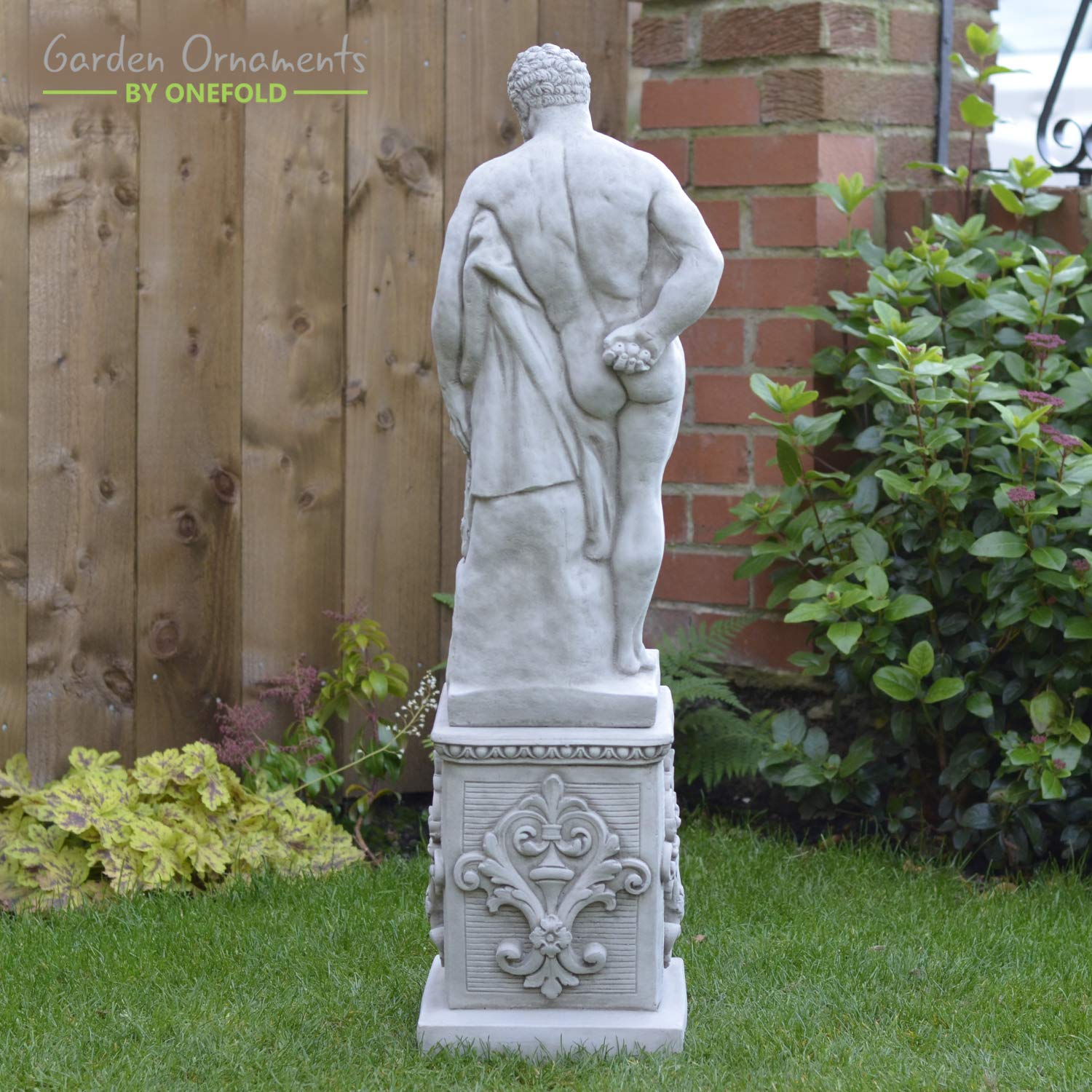 Buy ONEFOLD - LARGE HERCULES ON COLUMN - HAND CAST STONE GARDEN ...