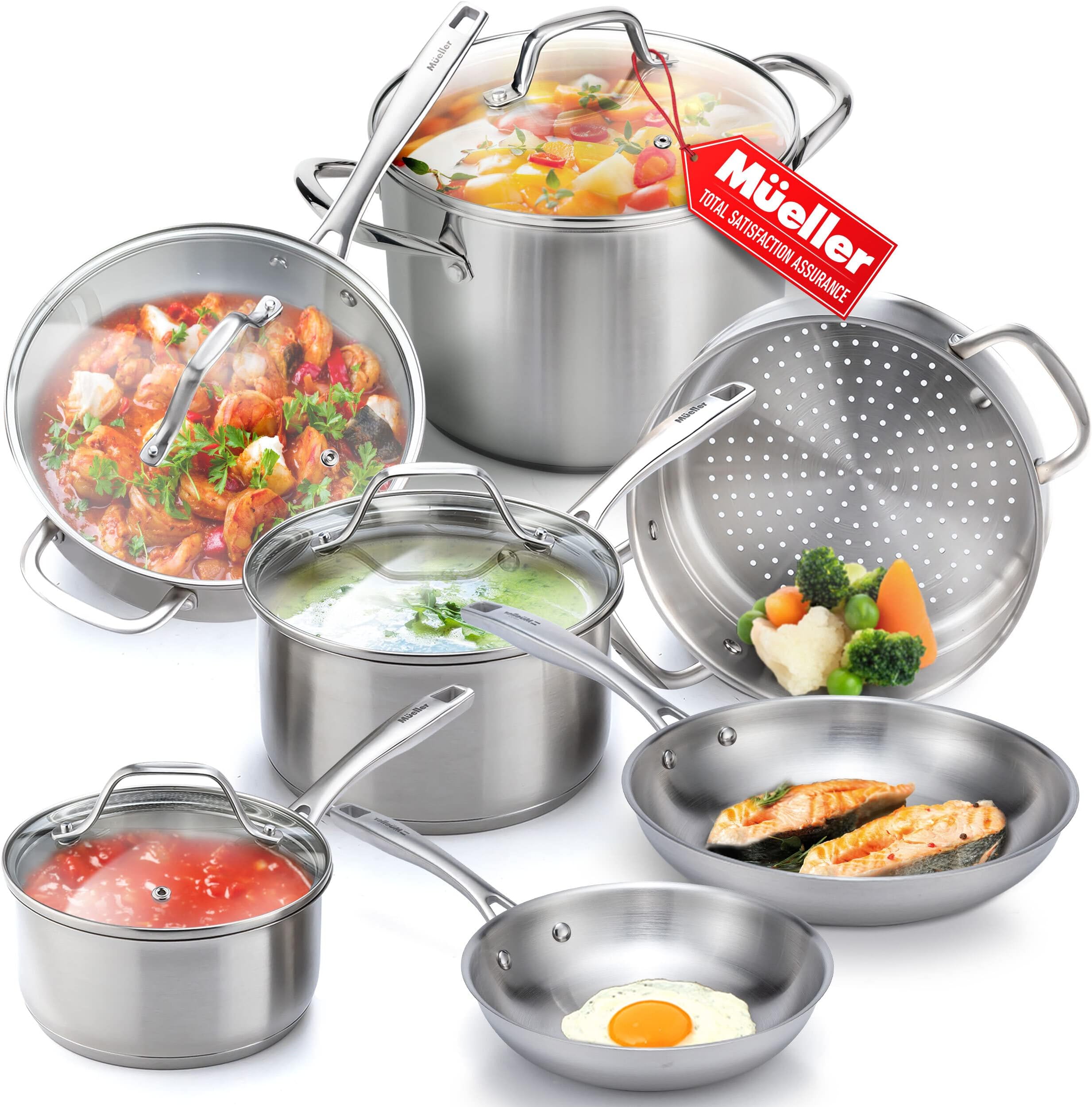 Amazon.com: Bergner - Gourmet - 10 Piece Stainless Steel Cookware Set ...
