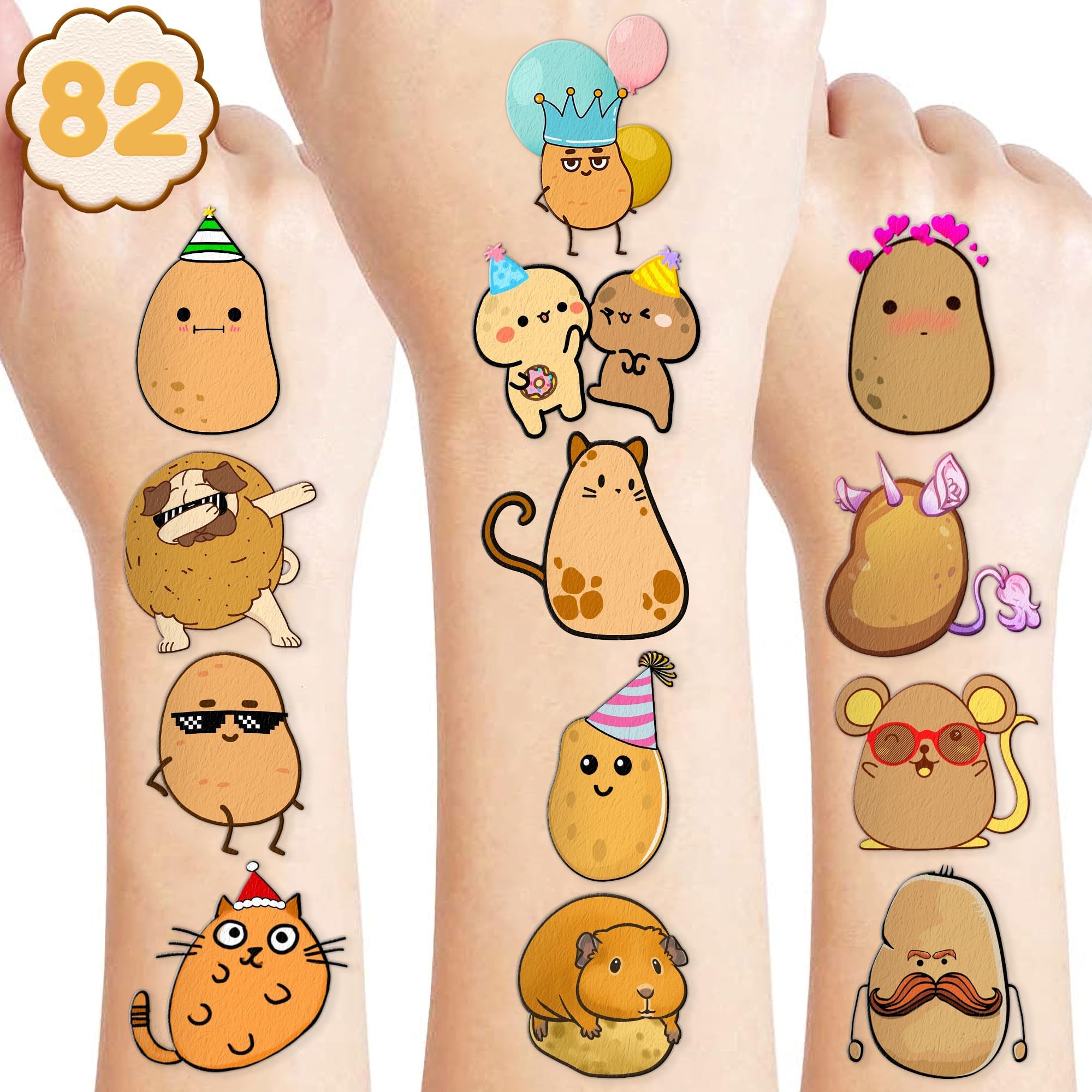 Amazon.com : Potato Temporary Tattoos 8 Sheets 82PCS Sweet Potato Party ...