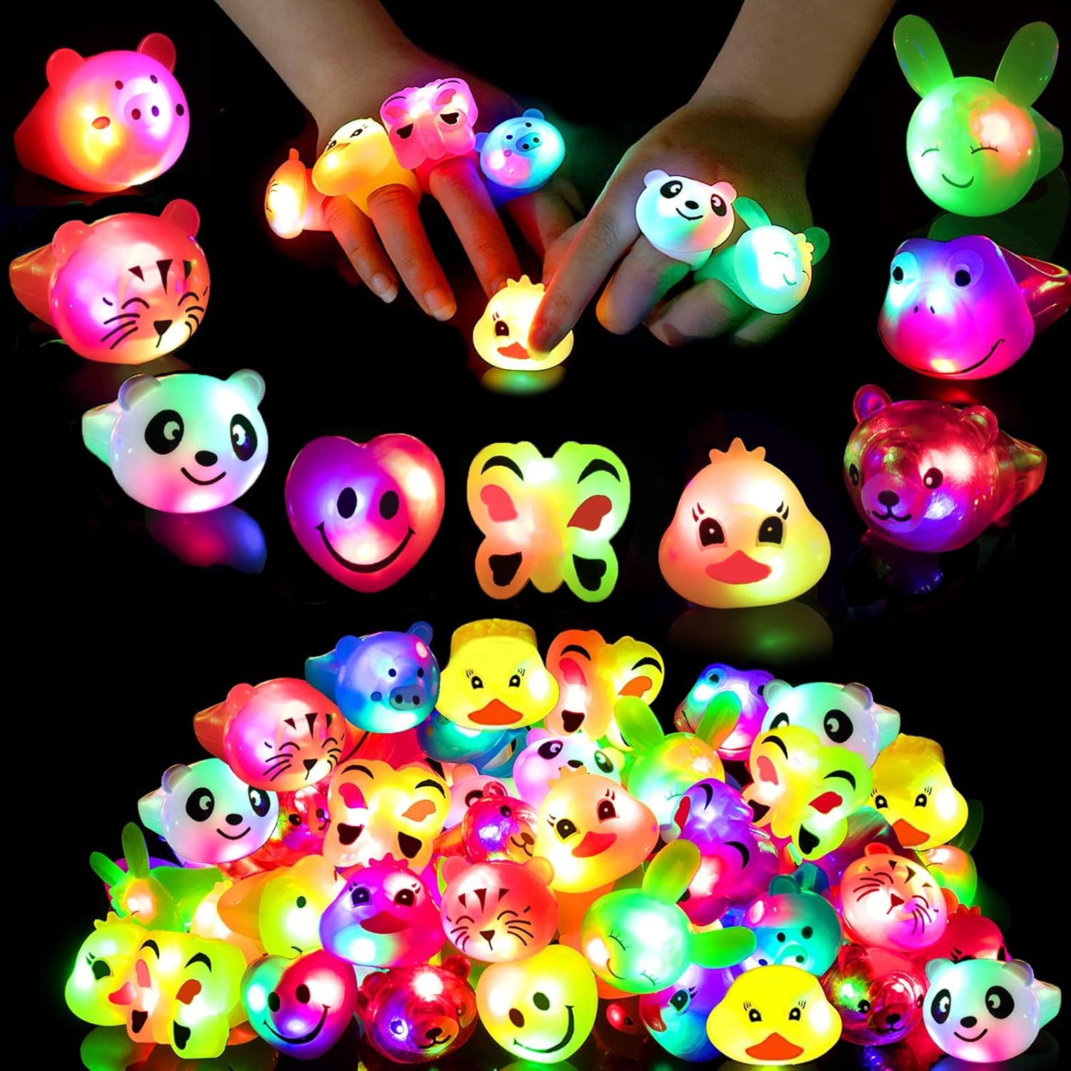Amazon.com: SOFLIY 27 Pcs LED Light Up Ring - Colorful Flashing Bumpy ...