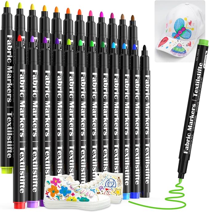 JR.WHITE Fabric Markers Permanent for T Shirts Clothes Onesies Bibs ...