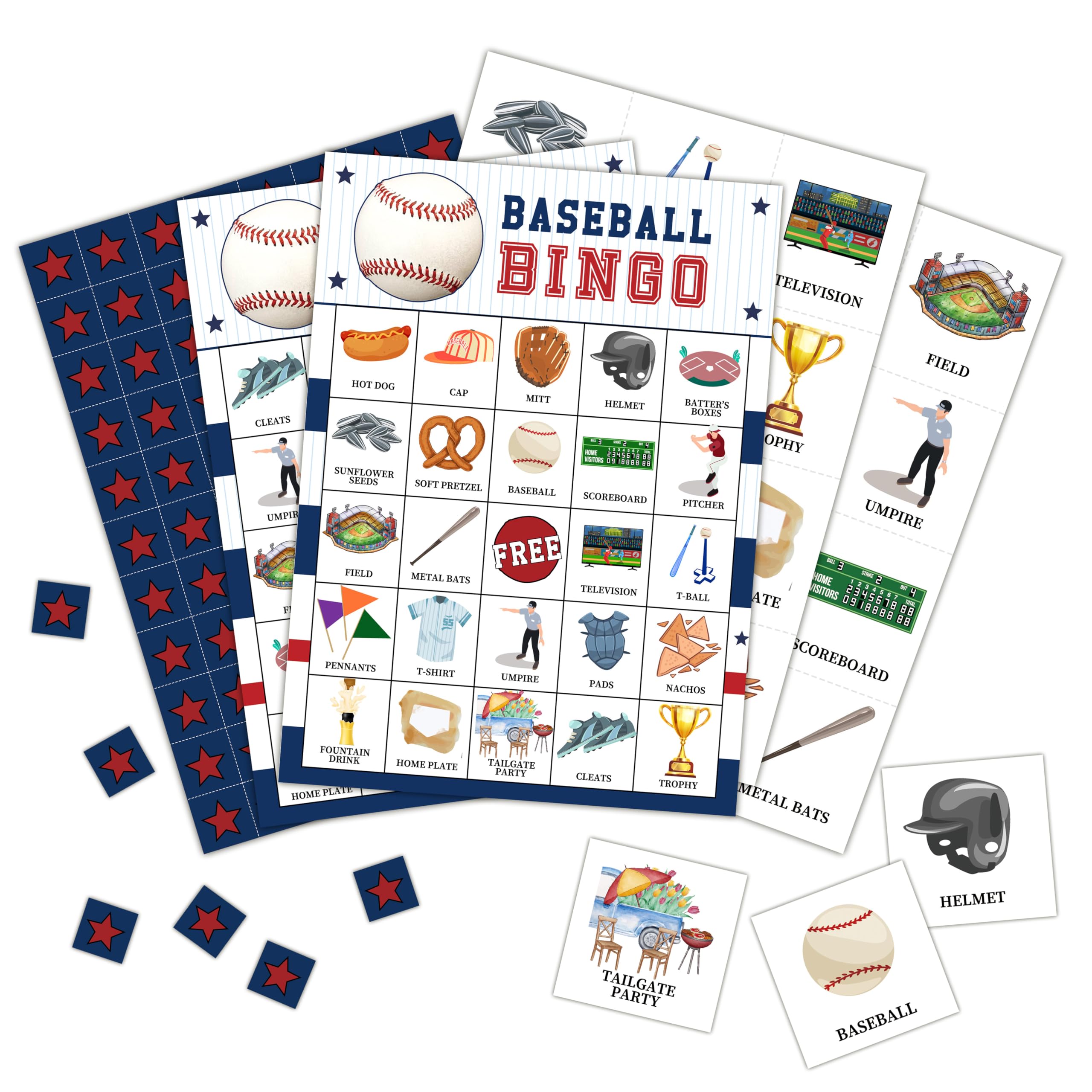 Amazon.com: Foosproea Baseball Bingo Cards, Baseball Bingo Games for 24 ...