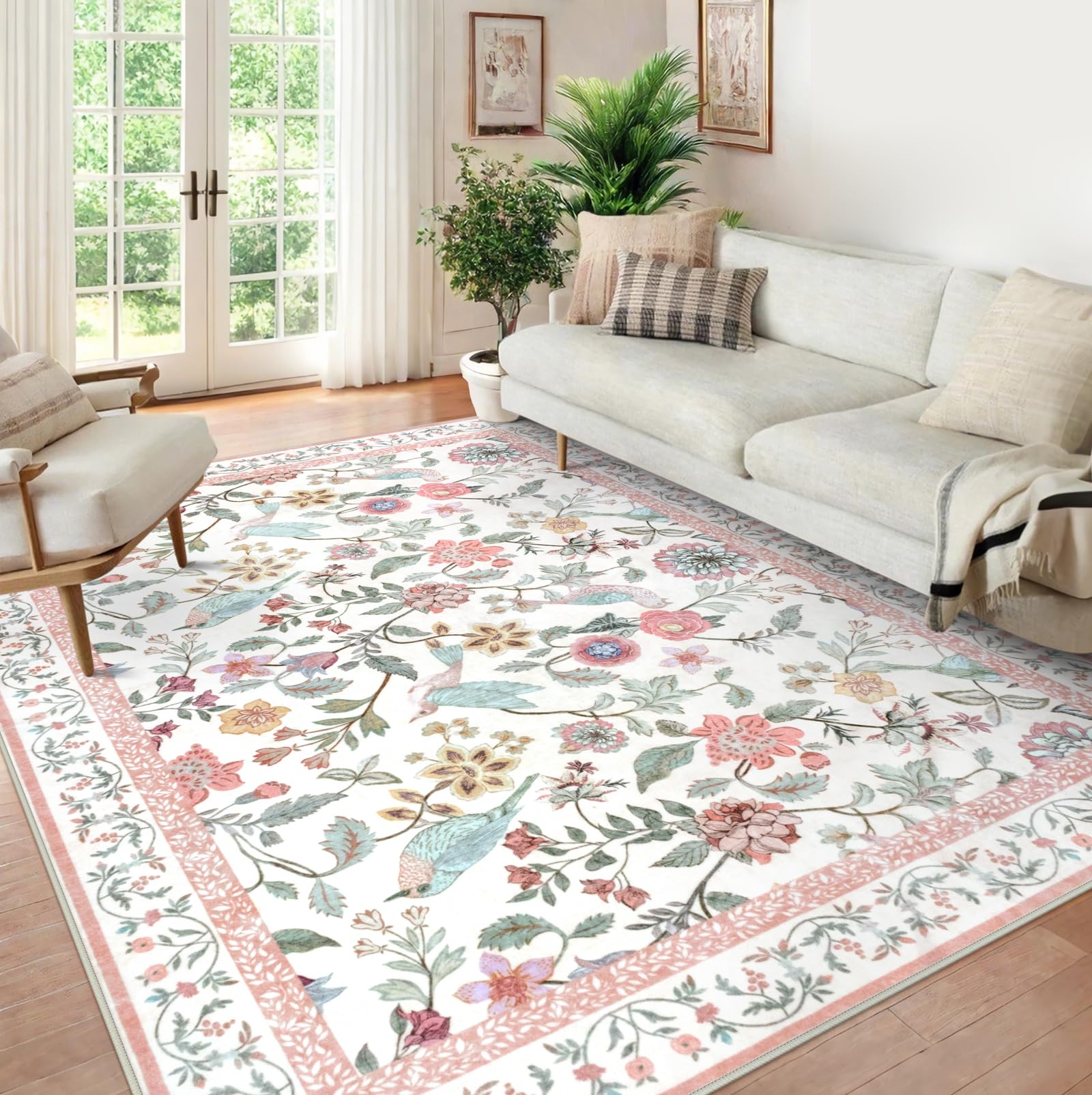 Amazon.com: Rugalia Floral Washable 8x10 Area Rugs for Living Room ...