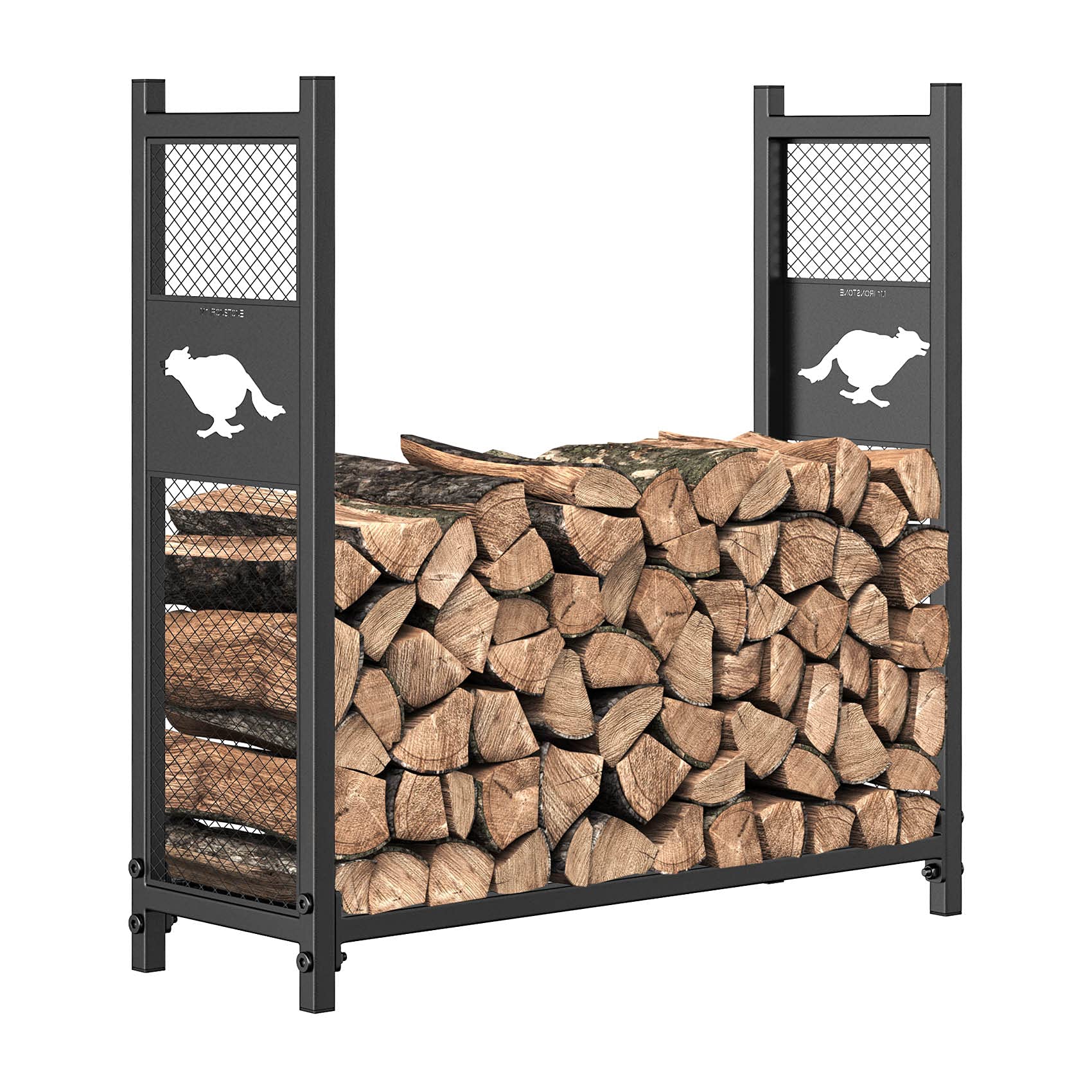 Buy Mr IRONSTONE 4ft Firewood Rack, Outdoor Wood Rack for Firewood ...