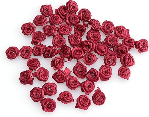 Amazon.com: Ruwado 50 pcs Satin Ribbon Roses Mini Flowers Boutique ...