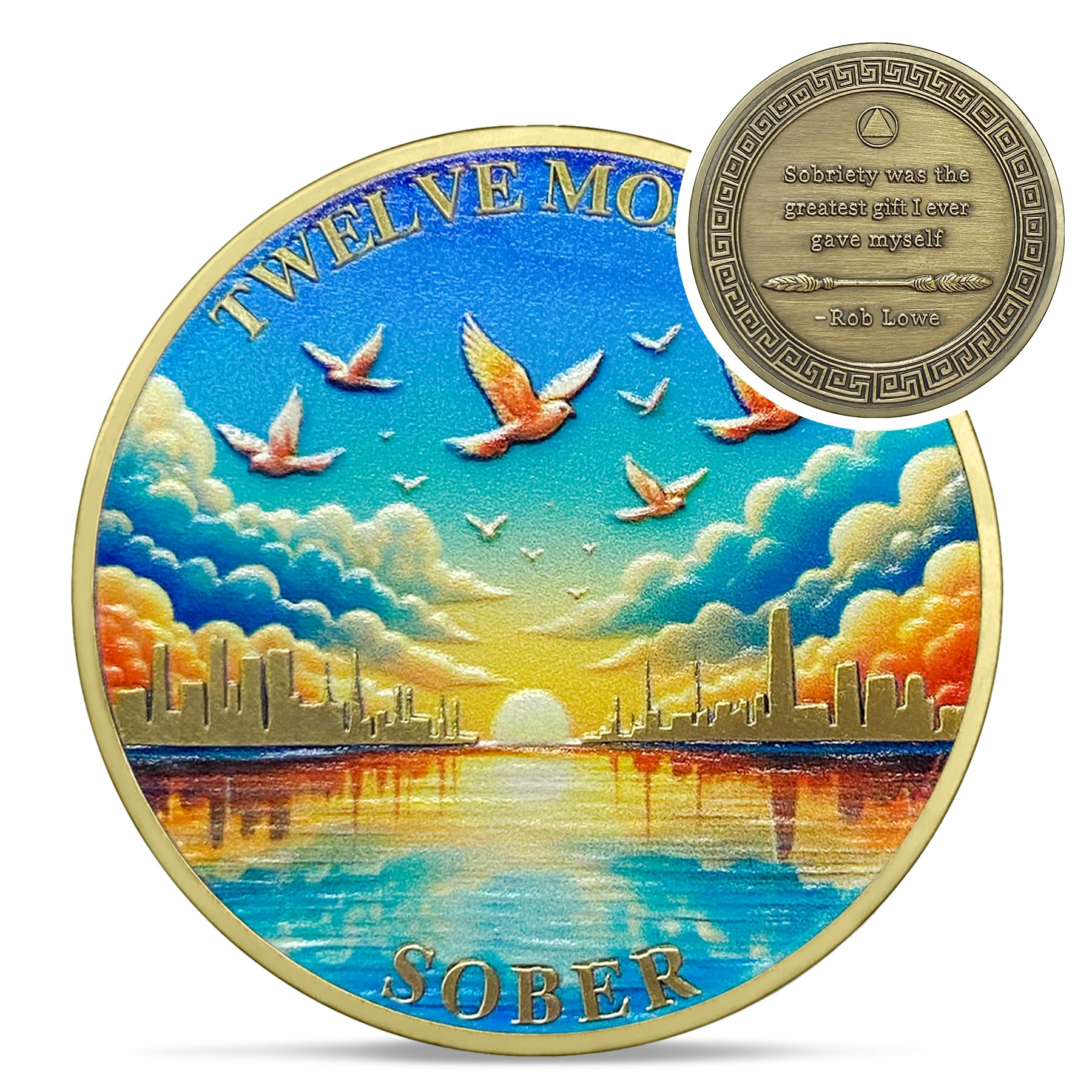 Snapklik.com : Original Twelve Month Sobriety Coin - Sunset Dove 12 ...