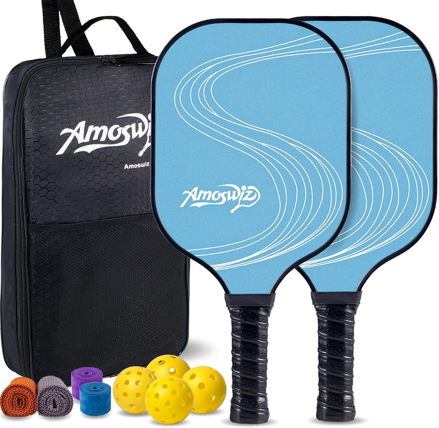 Amazon.com : Amoswiz Pickleball Paddles, Carbon Fiber Surface Pickle ...