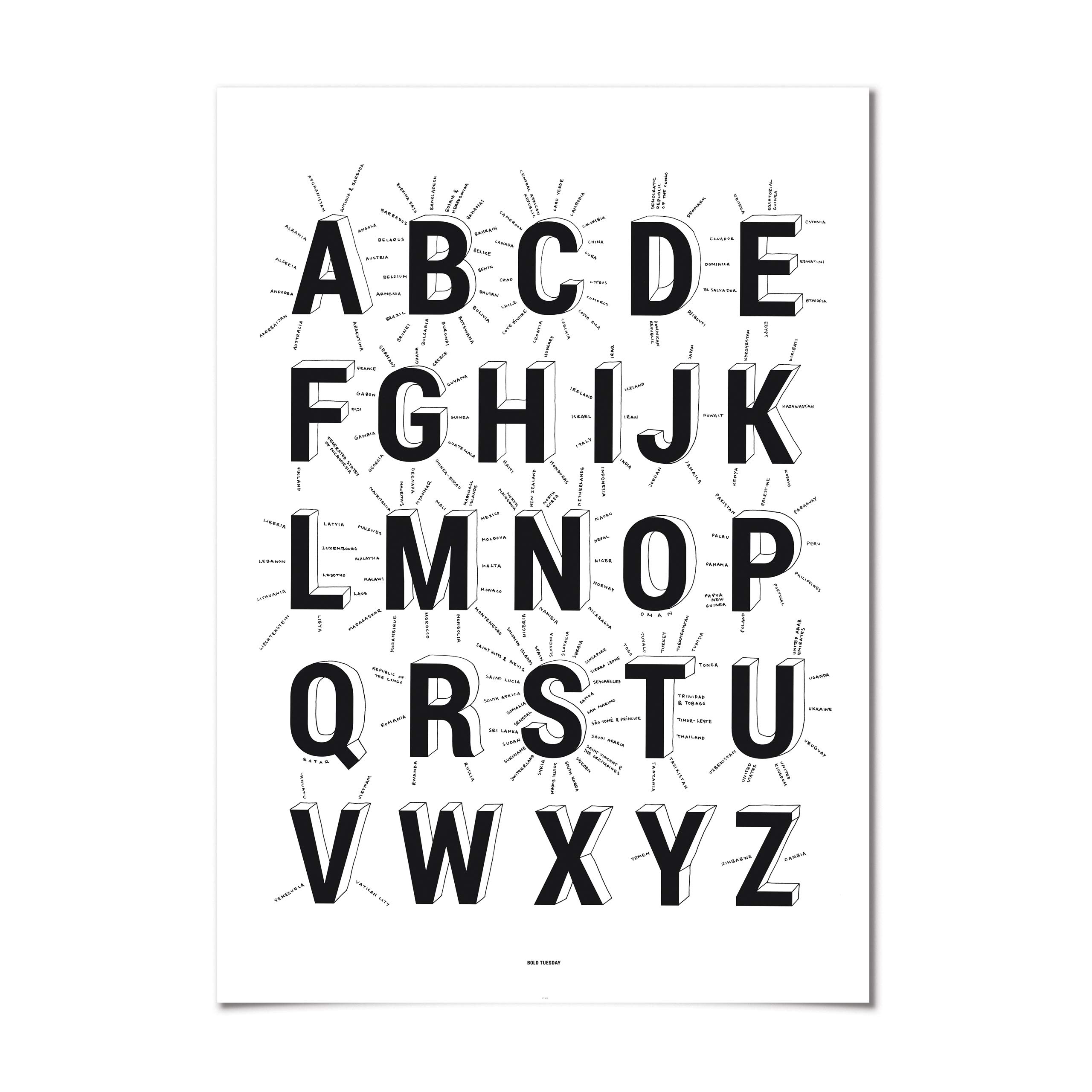 Bold Tuesday Learn The Letters Poster Abc Alphabet Of Countries ...