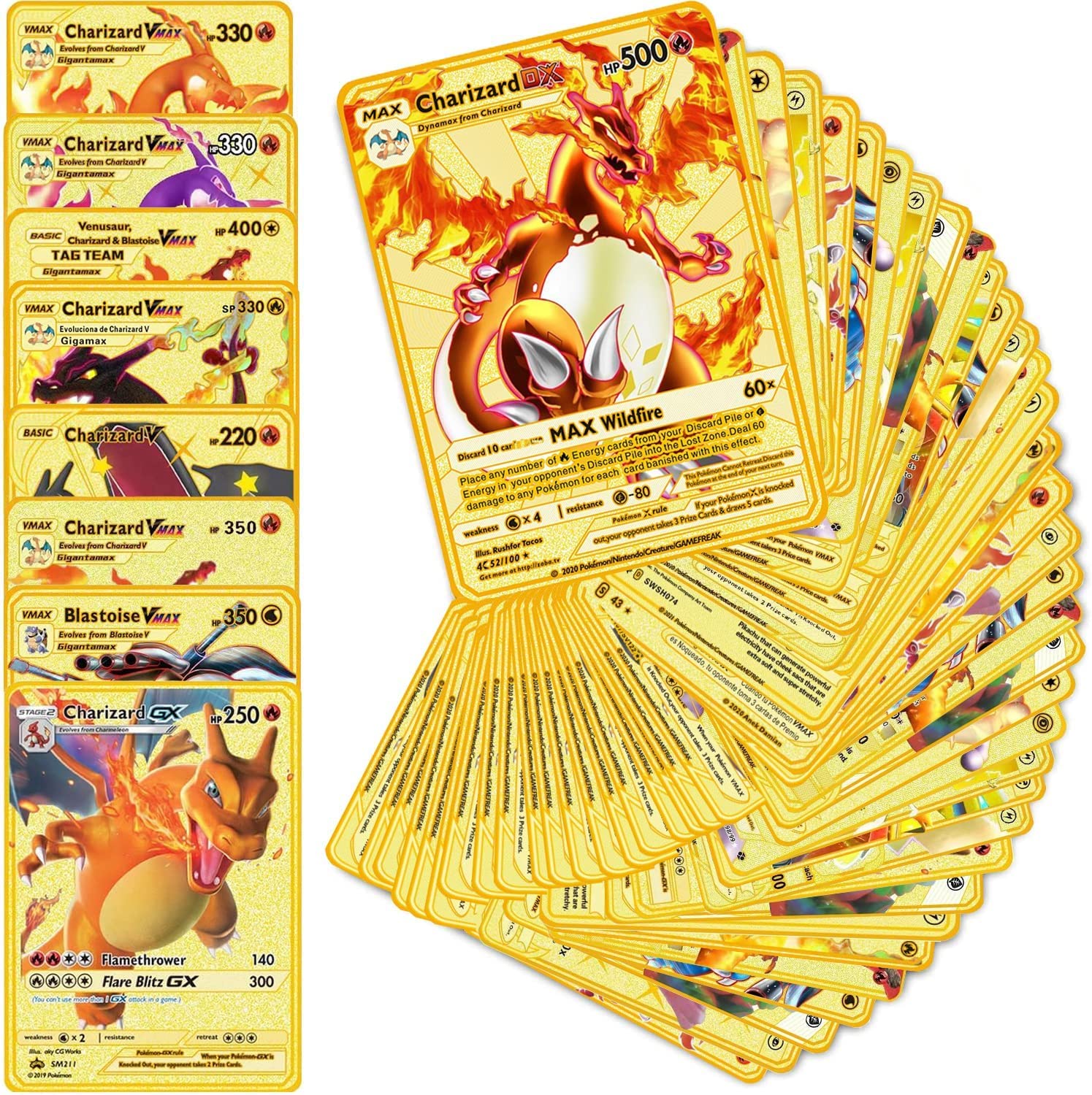 Buy 110 PCS Vmax Gold Foil Cards, Rare Assorted TCG Deck (28 Vmax Rares ...