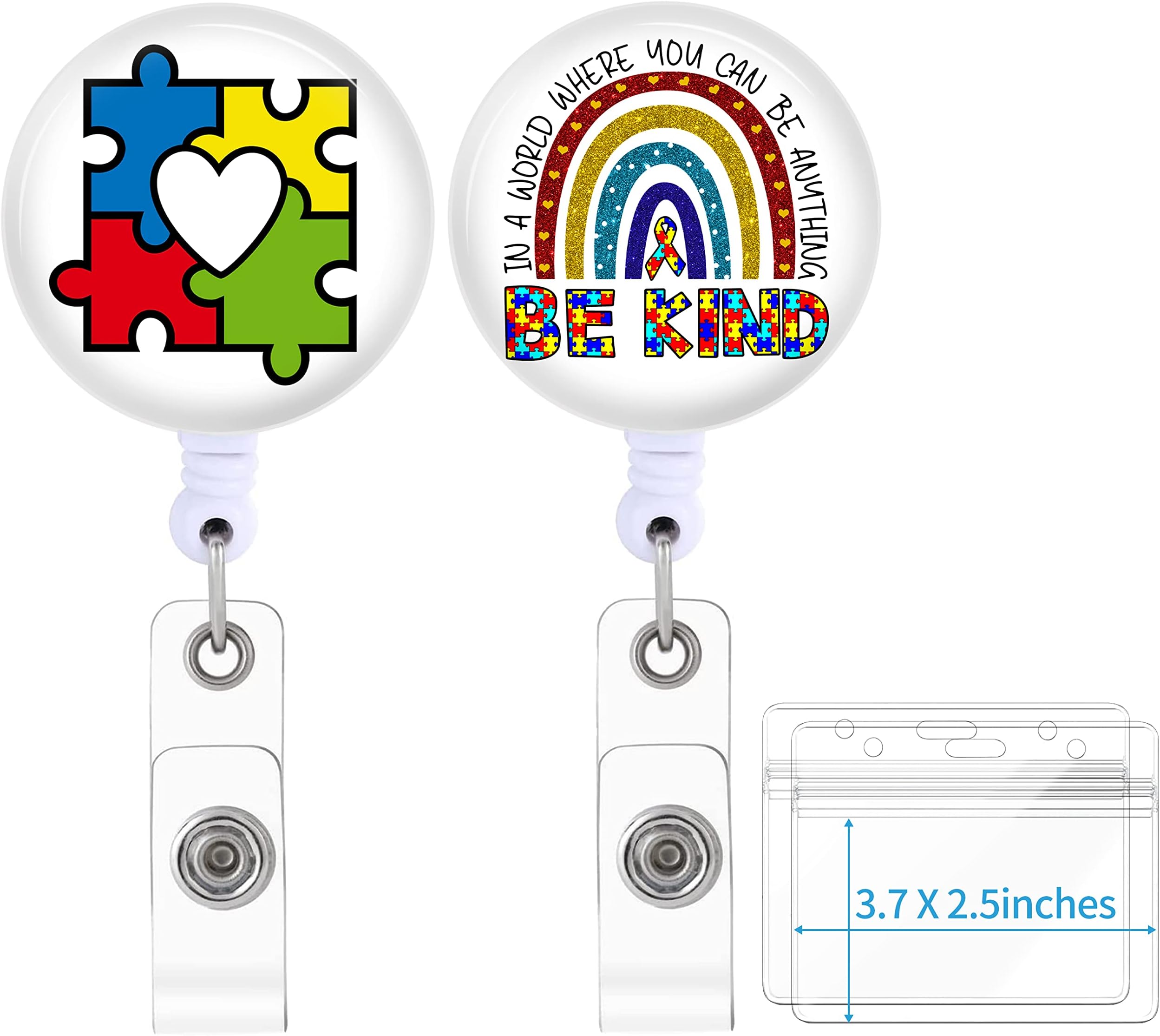 Amazon.com : 2 Pack Autism Awareness Badge Reels Holder Retractable ...
