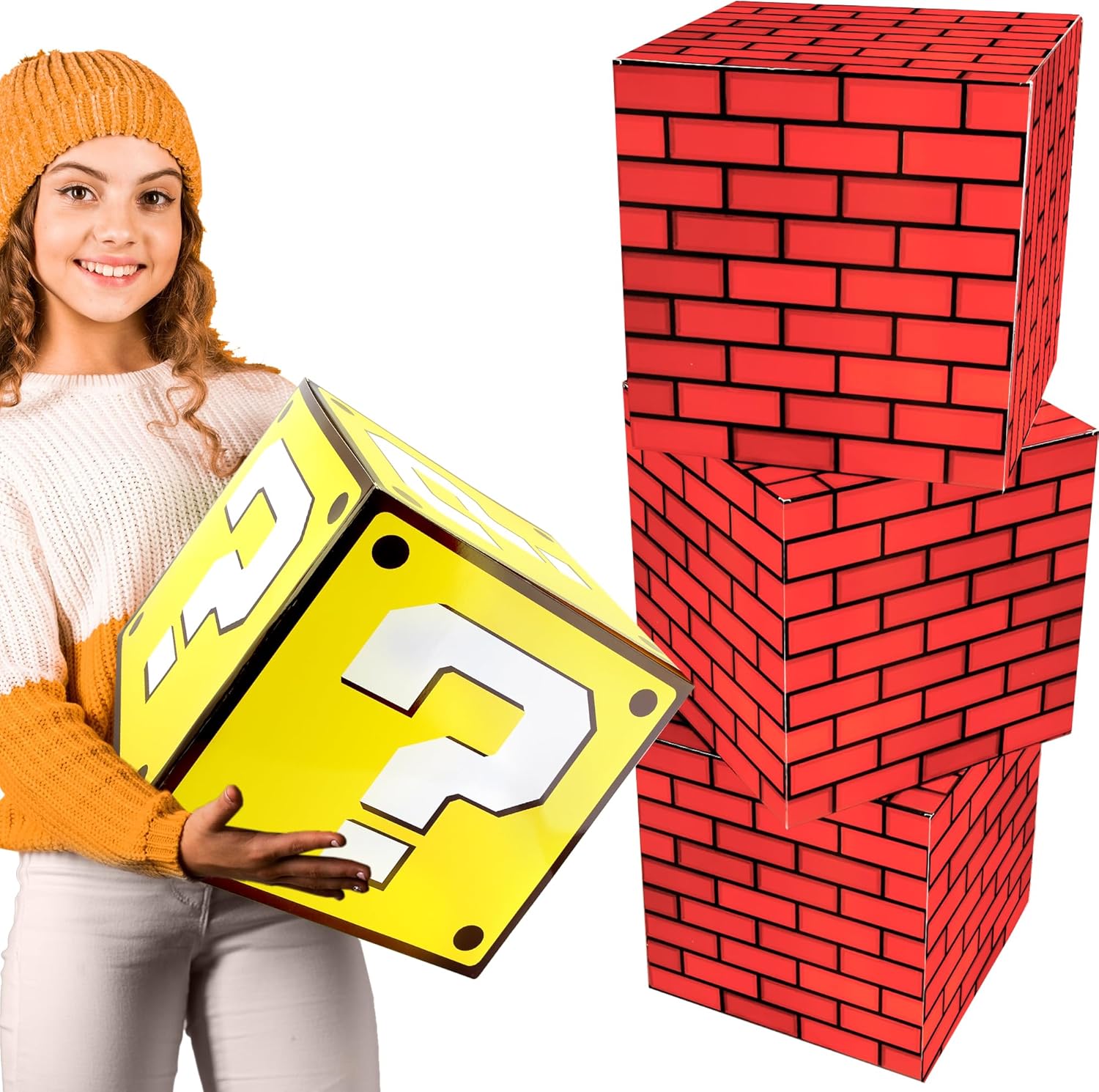 Amazon.com: Swakuta 4 Pack Video Game Brick Boxes 12'' x 12'' Mystery ...