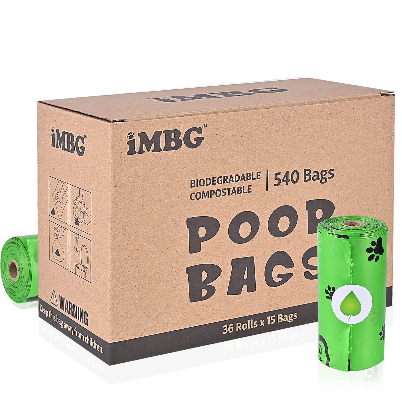 Amazon.com: iMBG Dog Poop Bags, 36 Rolls, 540 Counts, 13 x 9 inch Poop ...