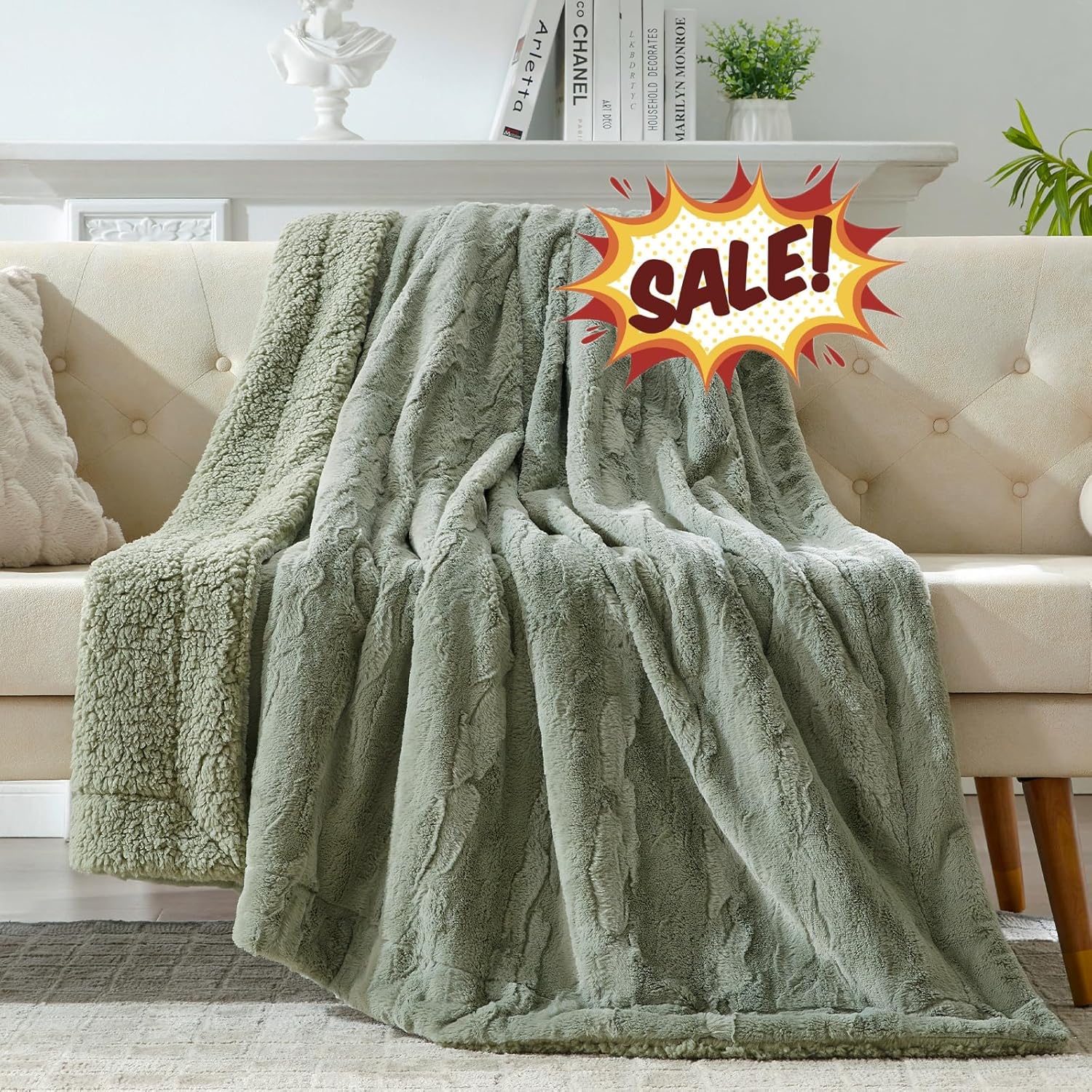 Amazon.com: COZYART Lint Free Fluffy Faux Fur Sherpa Throw Blanket for ...