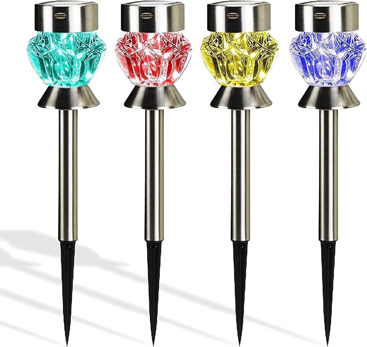 Amazon.com : Cell XS(TM) 4 Pieces of Solar Powered Stainless Steel ...