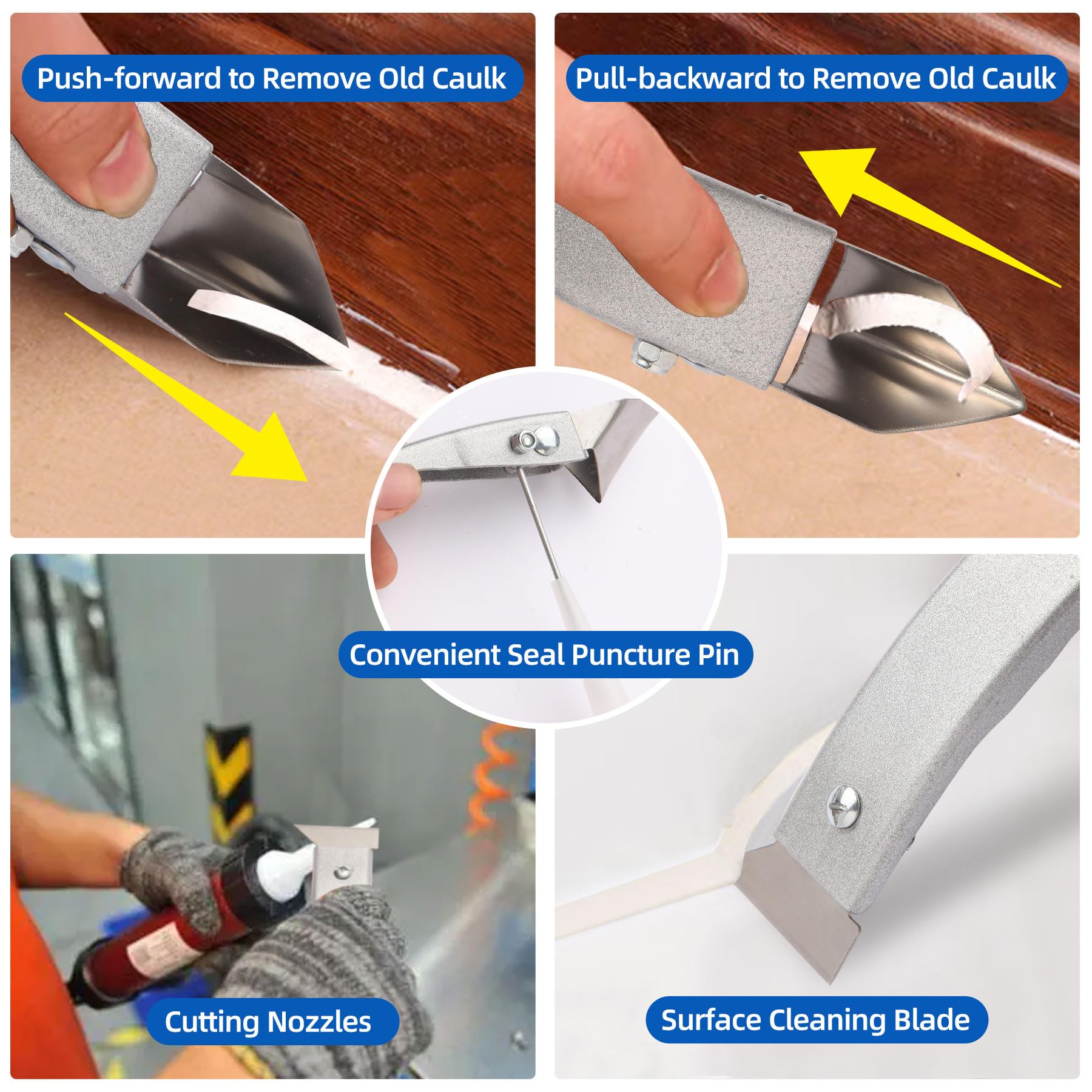 iLitLuk Full-Body Stainless Steel Caulk Removal Tool Grout Remover ...
