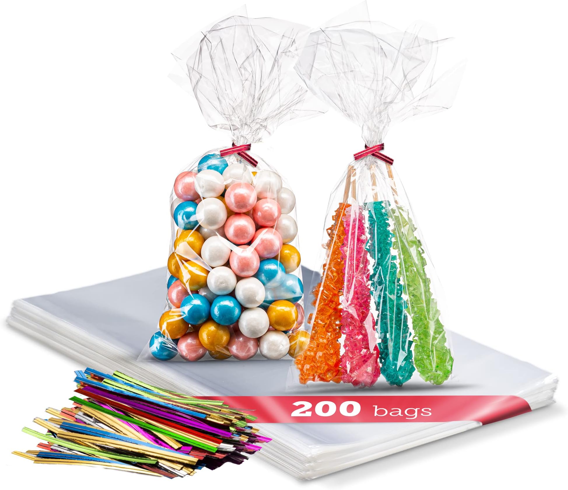 Amazon.com: ilauke 200Pcs Candy Treat Bags, Clear Cellophane Bag with ...