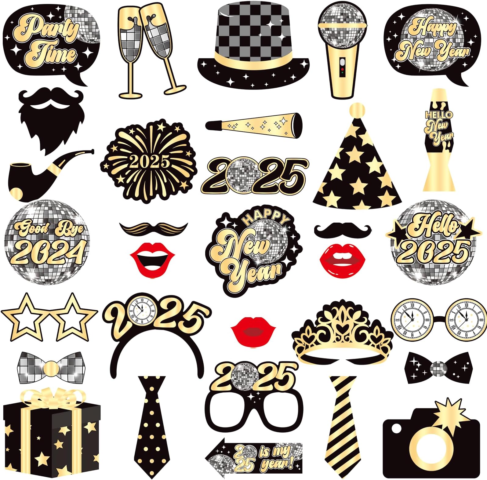 Amazon.com: YQUQWN, Disco New Years Eve Photo Booth Props 2025 - Pack ...