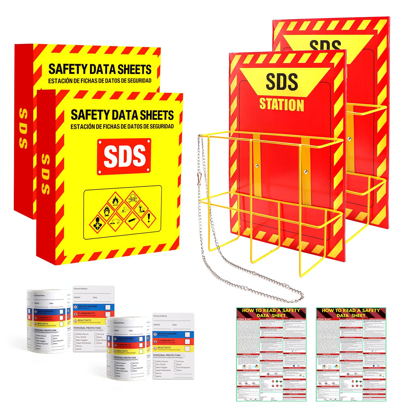 Amazon.com: 2 Pcs MSDS SDS Binder and Wall Station,Yellow Heavy Duty 3 ...