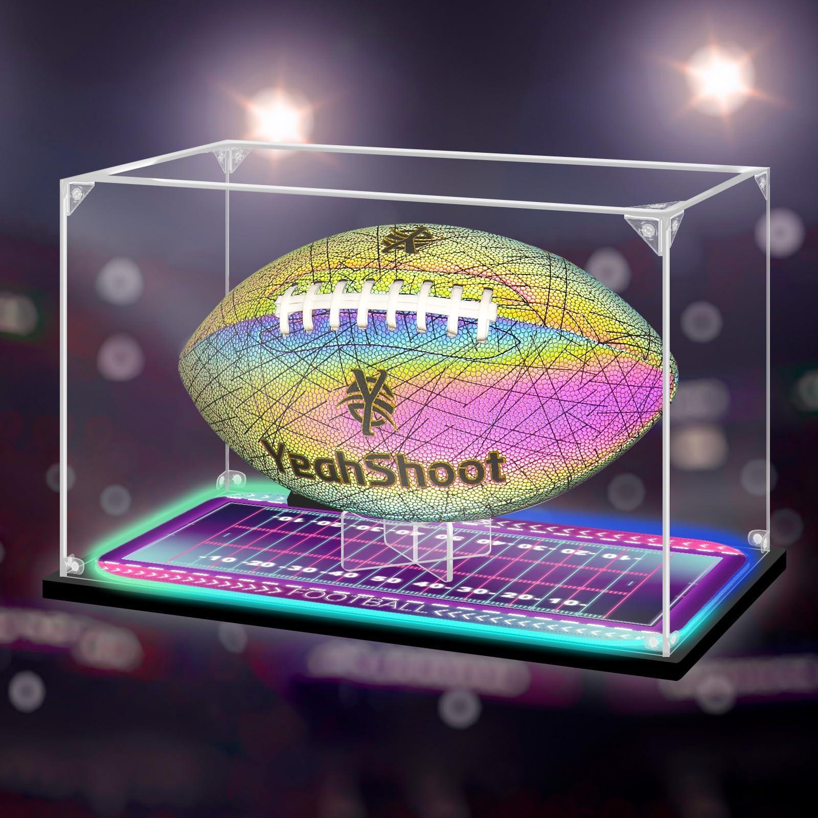 Amazon.com: Octagon Football Display Case (Cherry with Engraving and ...