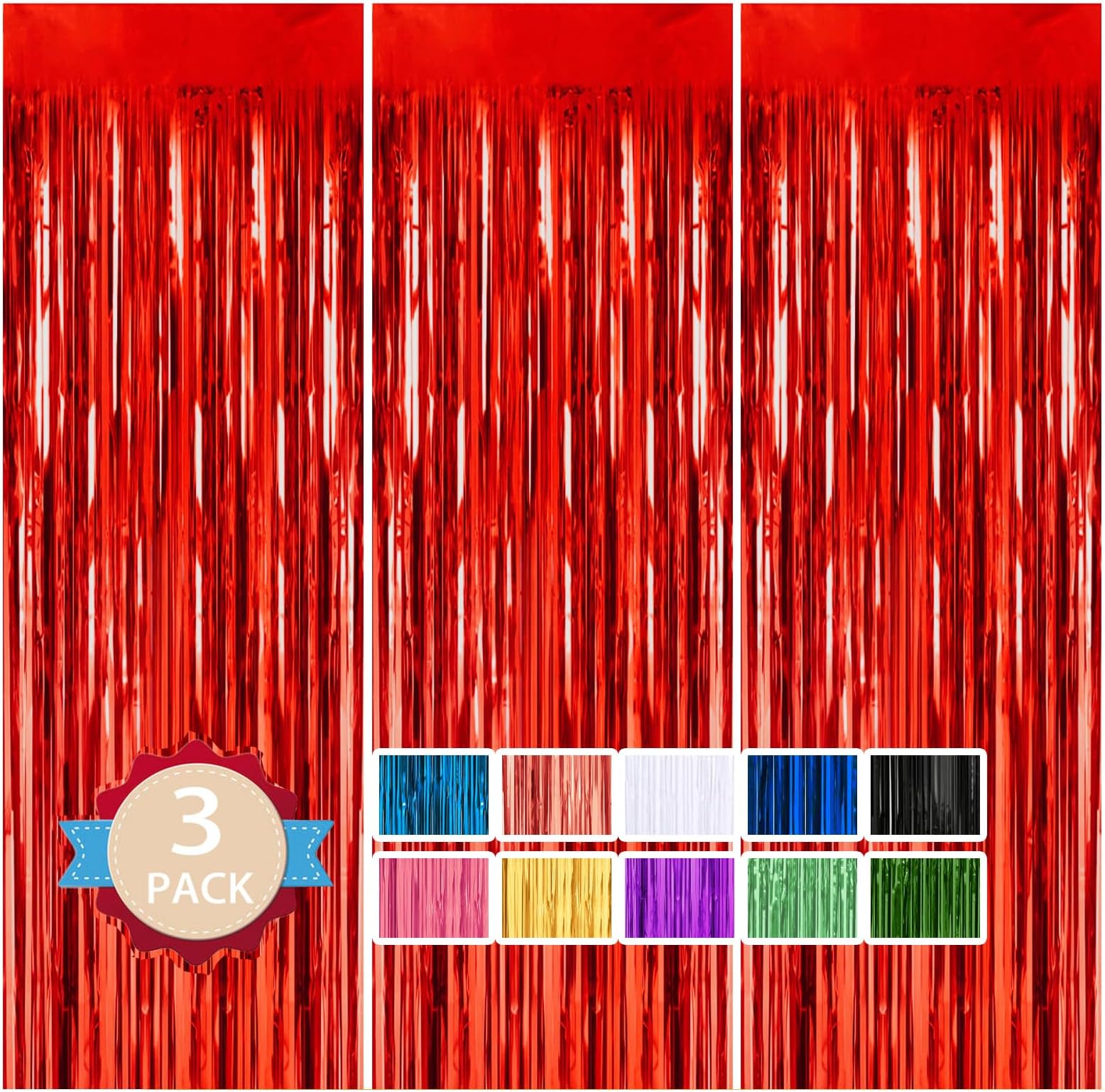 Amazon.com : 3 Pack Red Streamers Party Backdrop Christmas Decorations ...