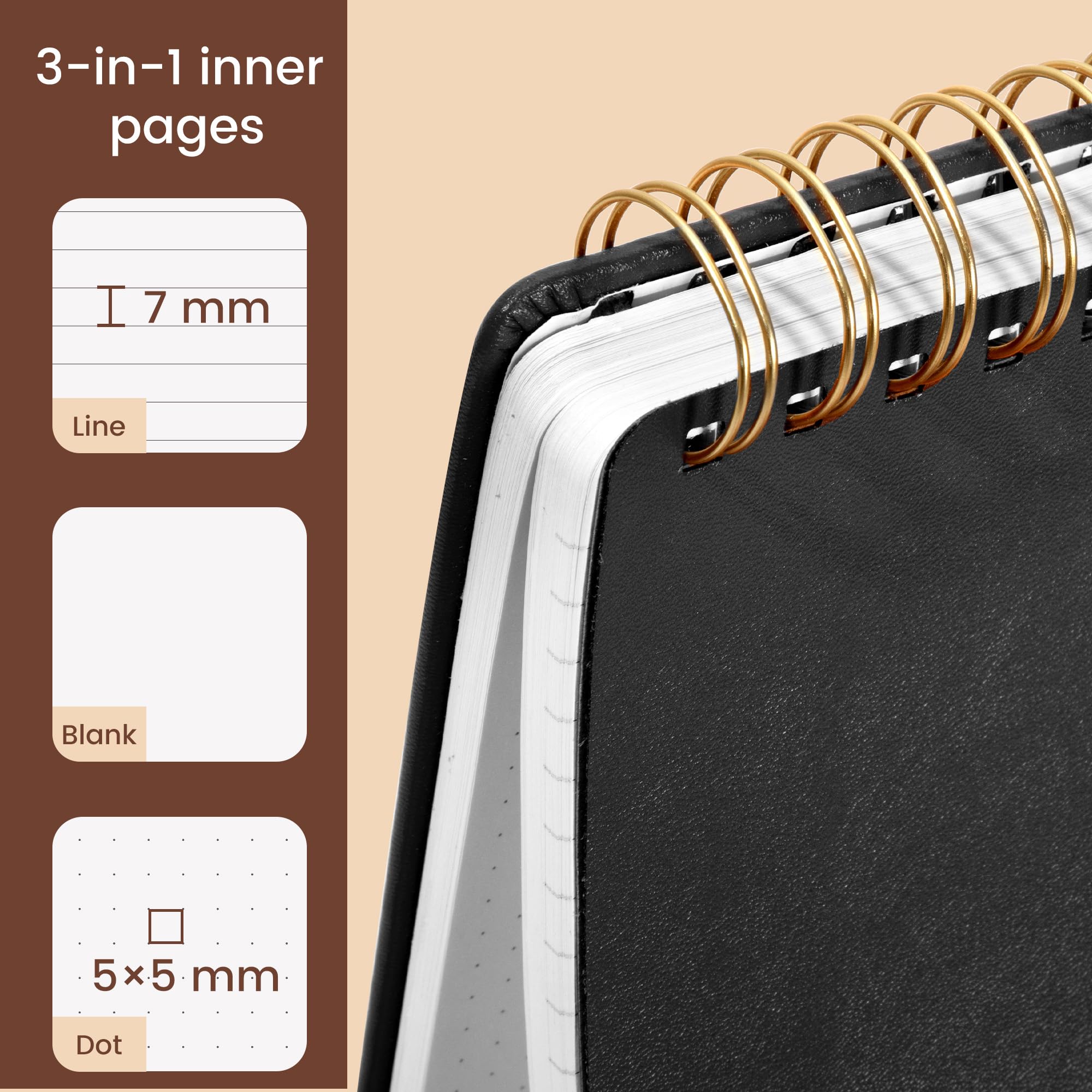 Snapklik.com : Yoment Top Spiral Notebook Leather Large Steno Pads 240 ...