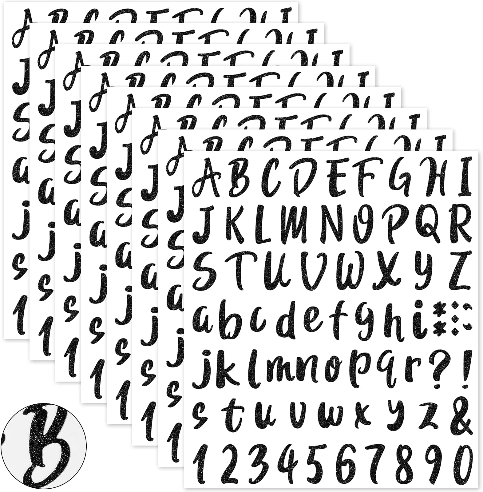 Amazon.com: Waynoda 360 Pieces 10 Sheets Glitter Alphabet Letter ...