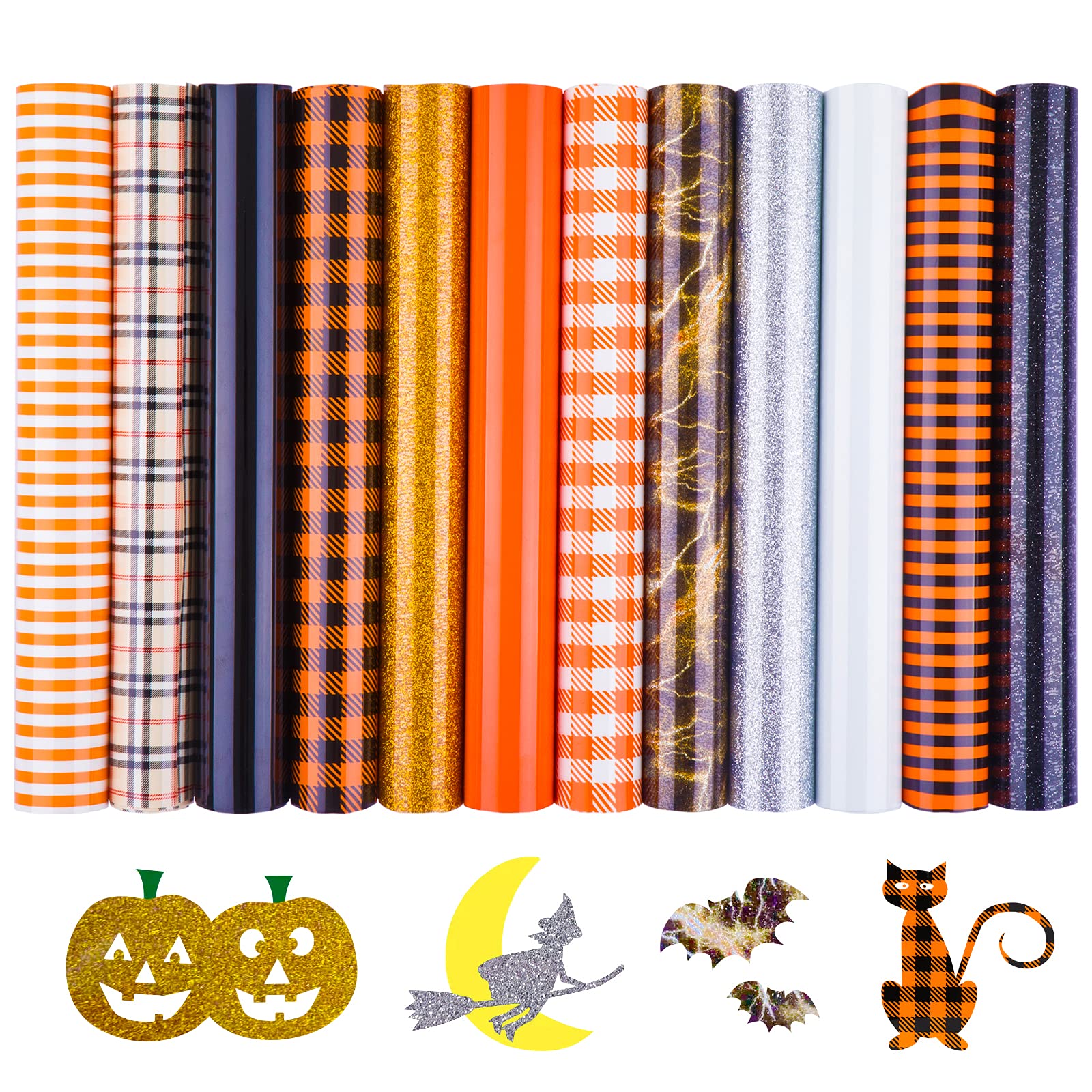 HTV Heat Transfer Vinyl Bundle- Halloween Glitter Iron on Vinyl and ...