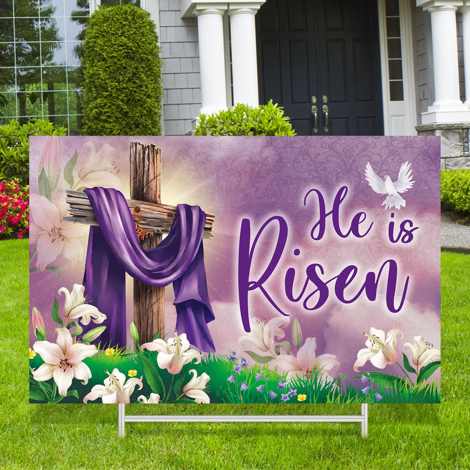 Amazon.com : Kigeli Easter Yard Sign with Metal Stakes Religious ...