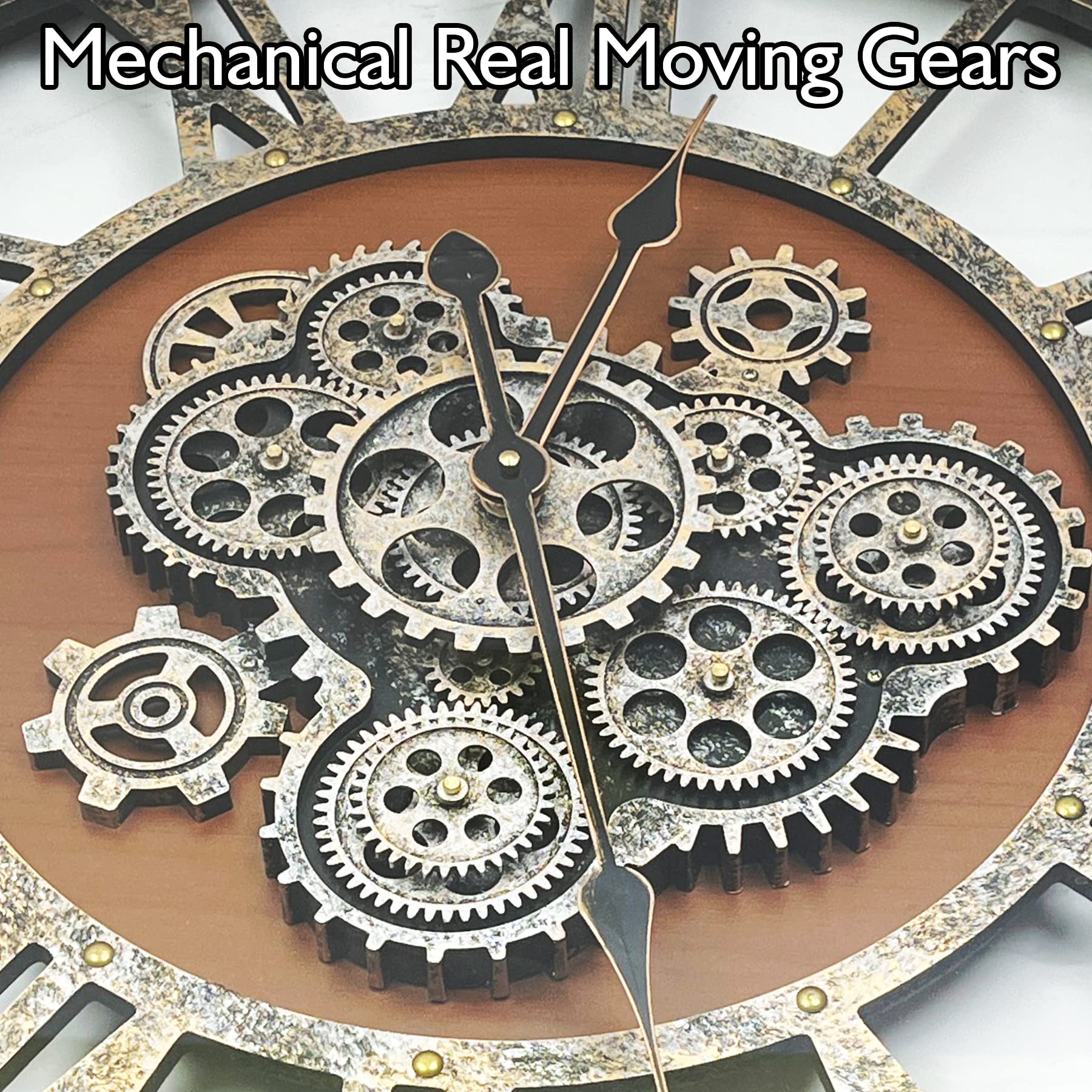 DORBOKER 24" Original Moving Gears Wall Clock, Large Industrial Wall ...