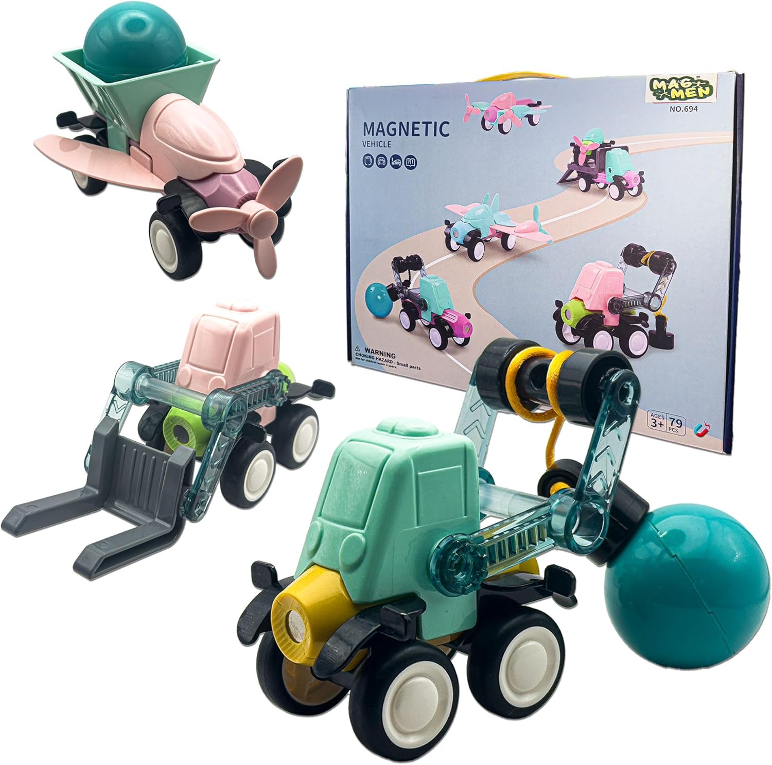 Amazon.com: MAGMEN Mini Movers: Build Cars, Trucks, Planes & More! Fun ...