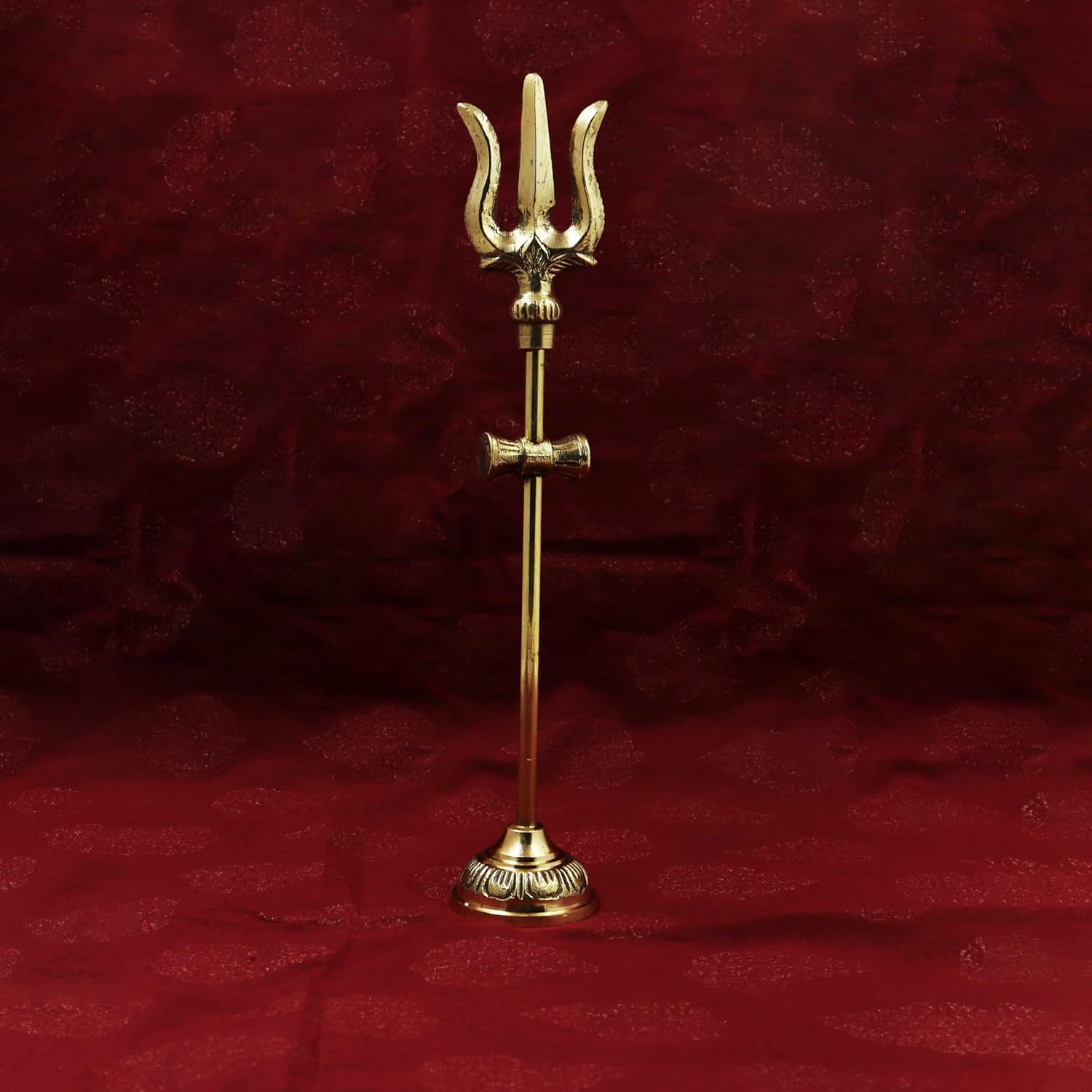 Spillbox Golden Brass Soolam Shiva Trishul Brass with Round Base Kali ...