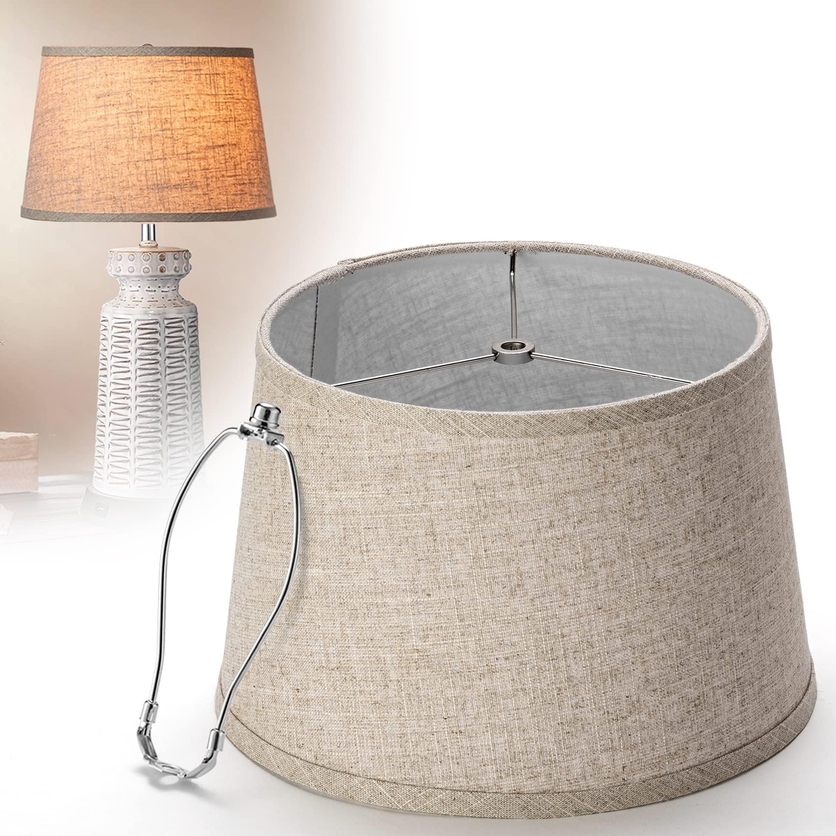 Burlap Lamp Shade - Medium, Drum Lamp Shades for Table Lamps and Floor ...