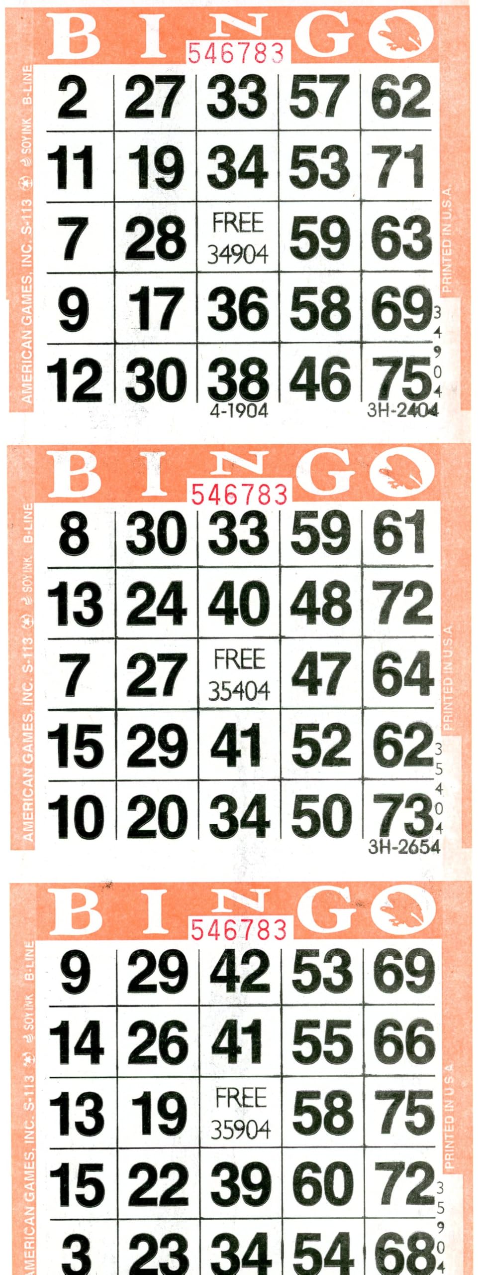 Amazon.com: Sideline Hobby 3 Vertical Orange Bingo Paper Sheets (500 ...