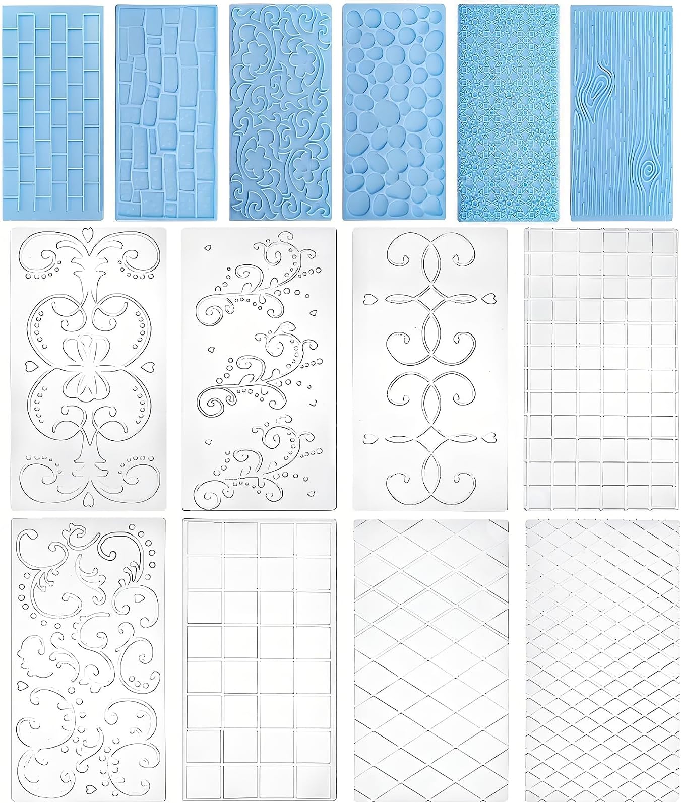 Amazon.com: 6 Pack Fondant Impression Mat Set Cake Decor Mold Set ...