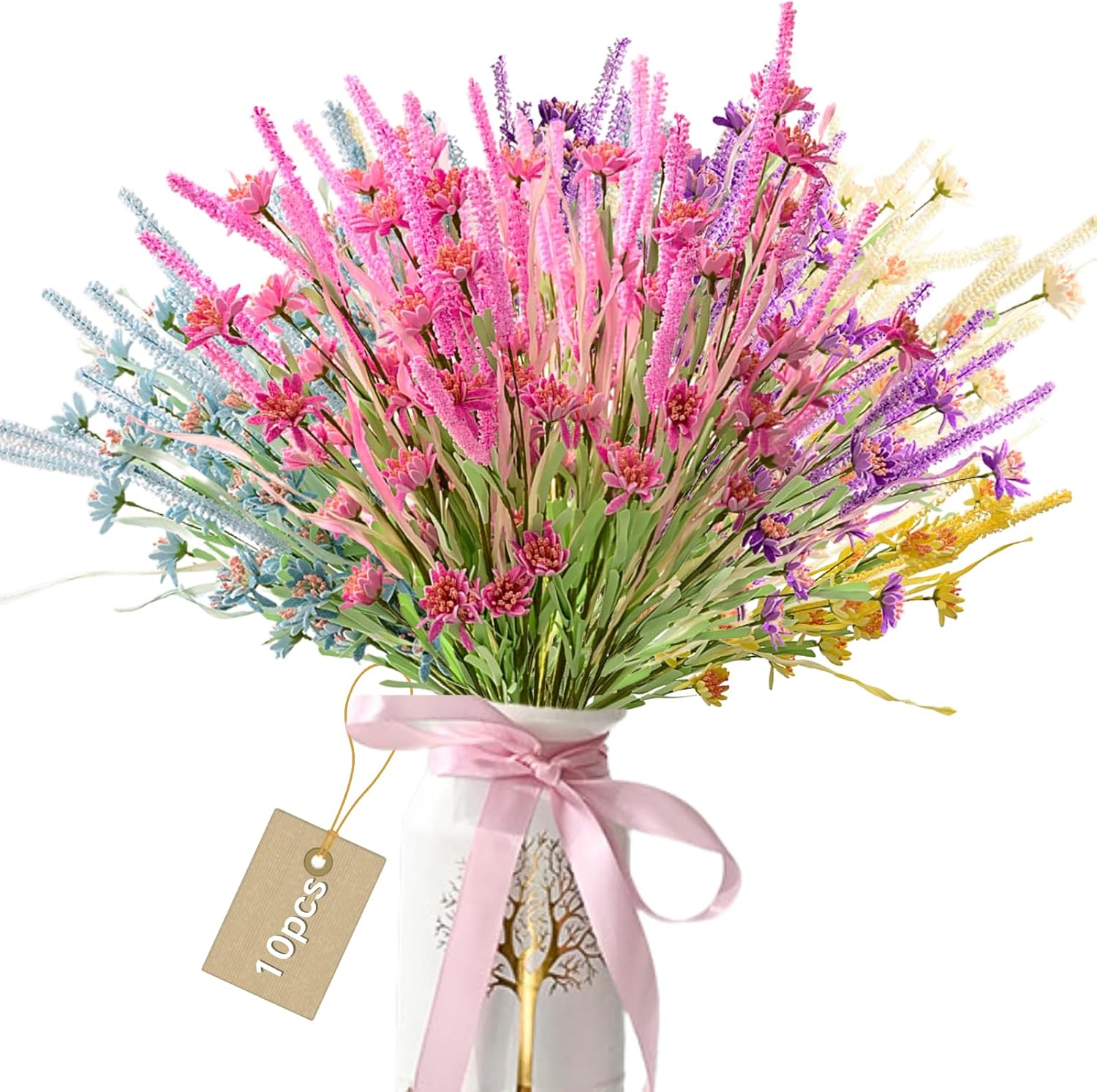 Amazon.com: ASTRYAS 10Pcs Artificial Flowers, Long Stem Fake Daisy ...