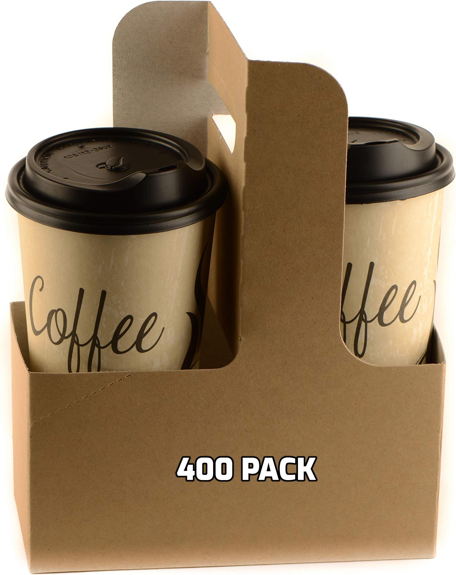 Amazon.com: 2 Cup Disposable Drink Carrier with Handle, Supkiir Kraft ...