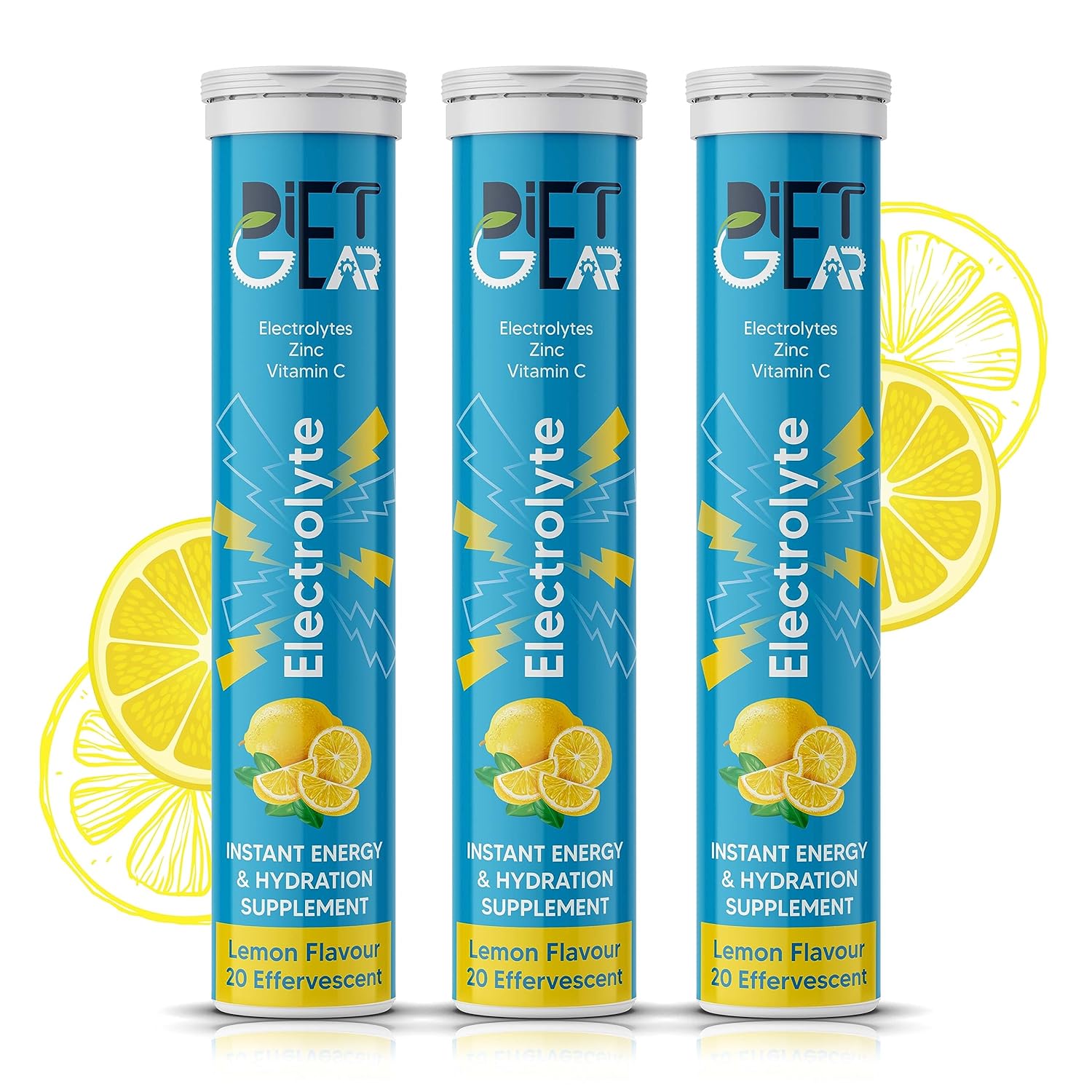 DIET GEAR - Electrolyte Effervescent Tablet, Instant Hydration, Boost ...