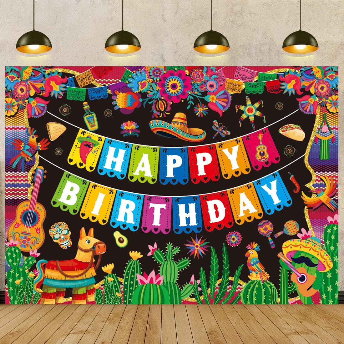 Amazon.com : Mexican Happy Birthday Backdrop 8x6FT Mexican Fiesta ...