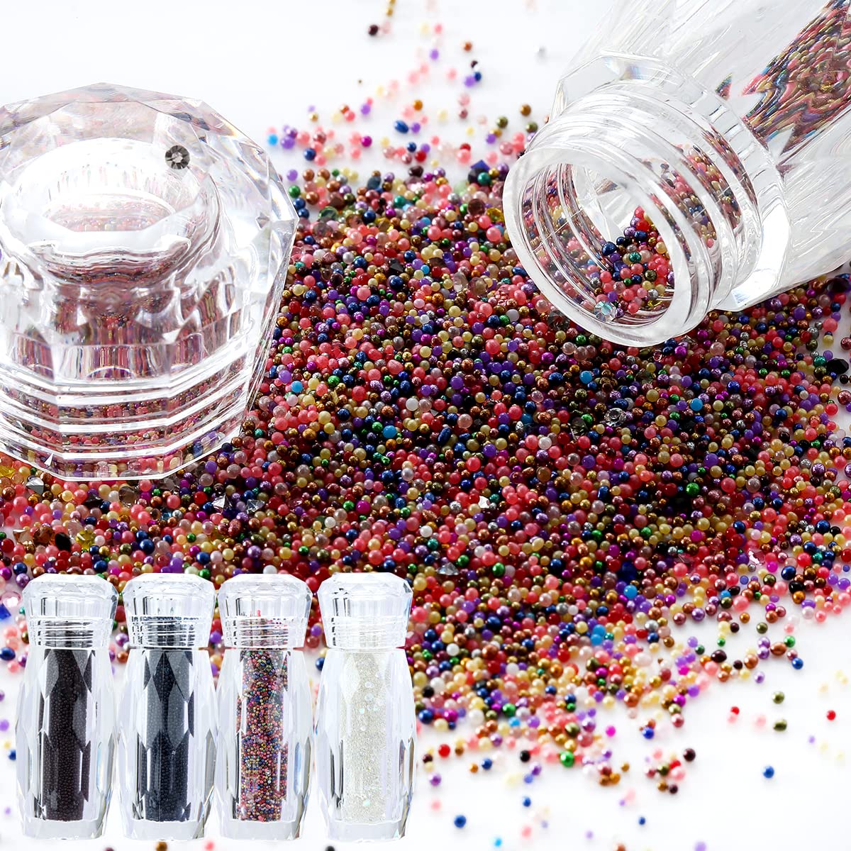 Amazon.com: 4 Bottle Micro Pixie Beads Gravel Nail Crystals For Nails ...